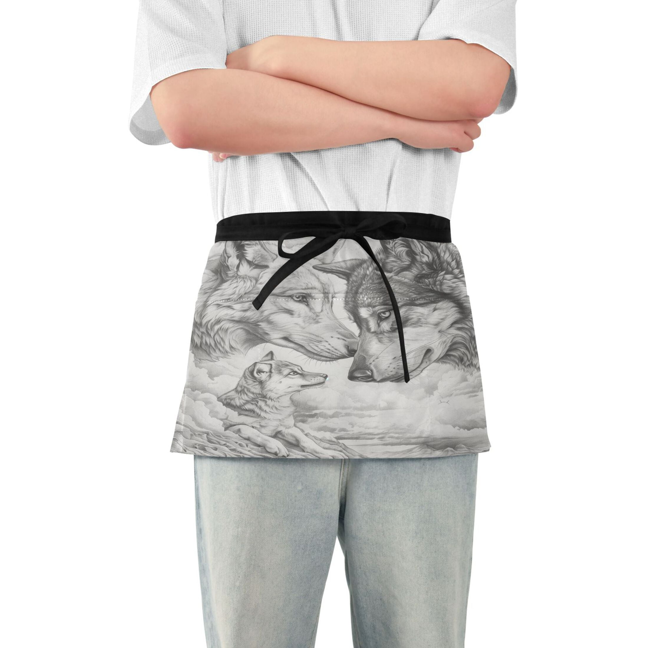 Server Apron with 3 Pockets Waterproof Waitress Waist Short Apron for ...