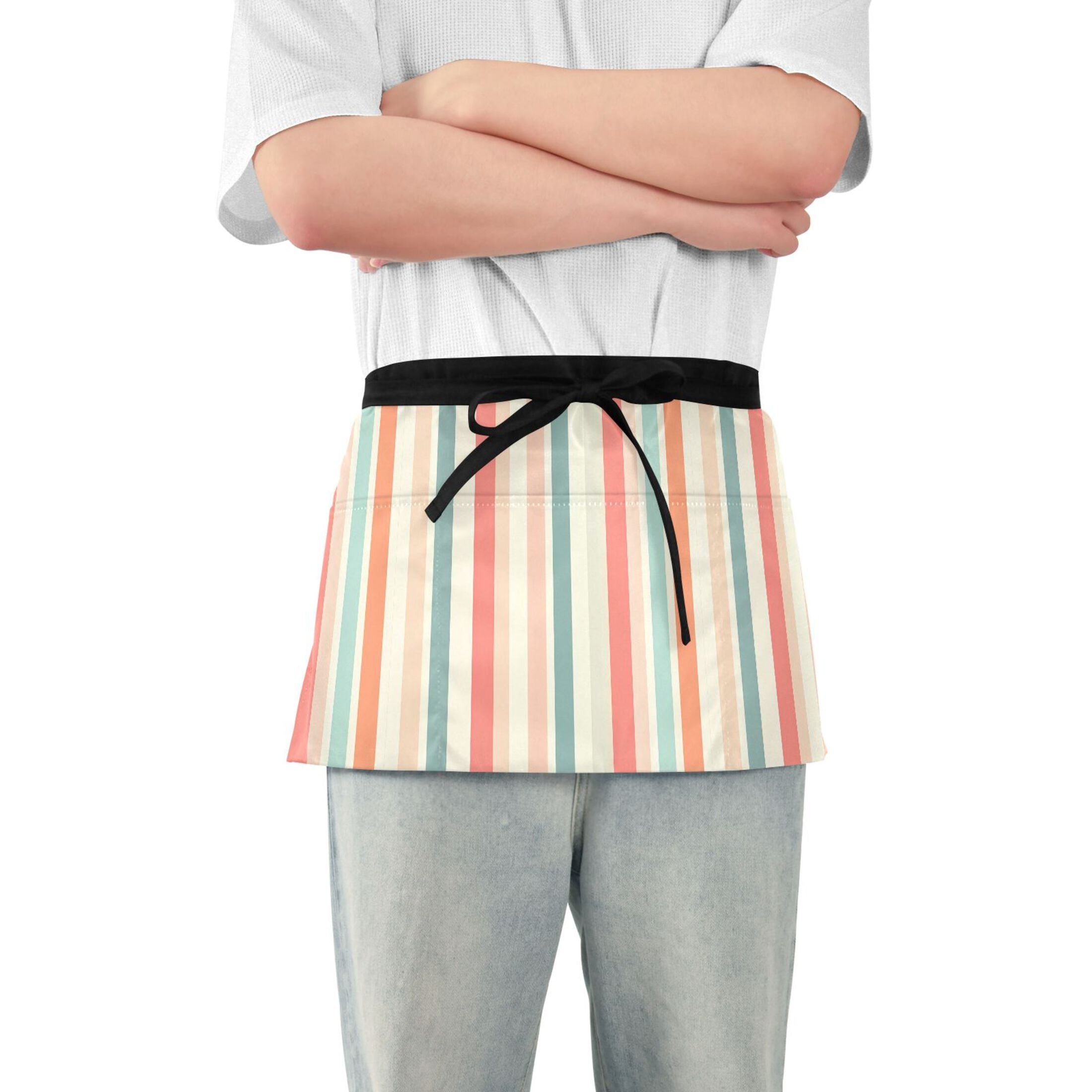 Server Apron with 3 Pockets Waterproof Waitress Waist Short Apron for ...