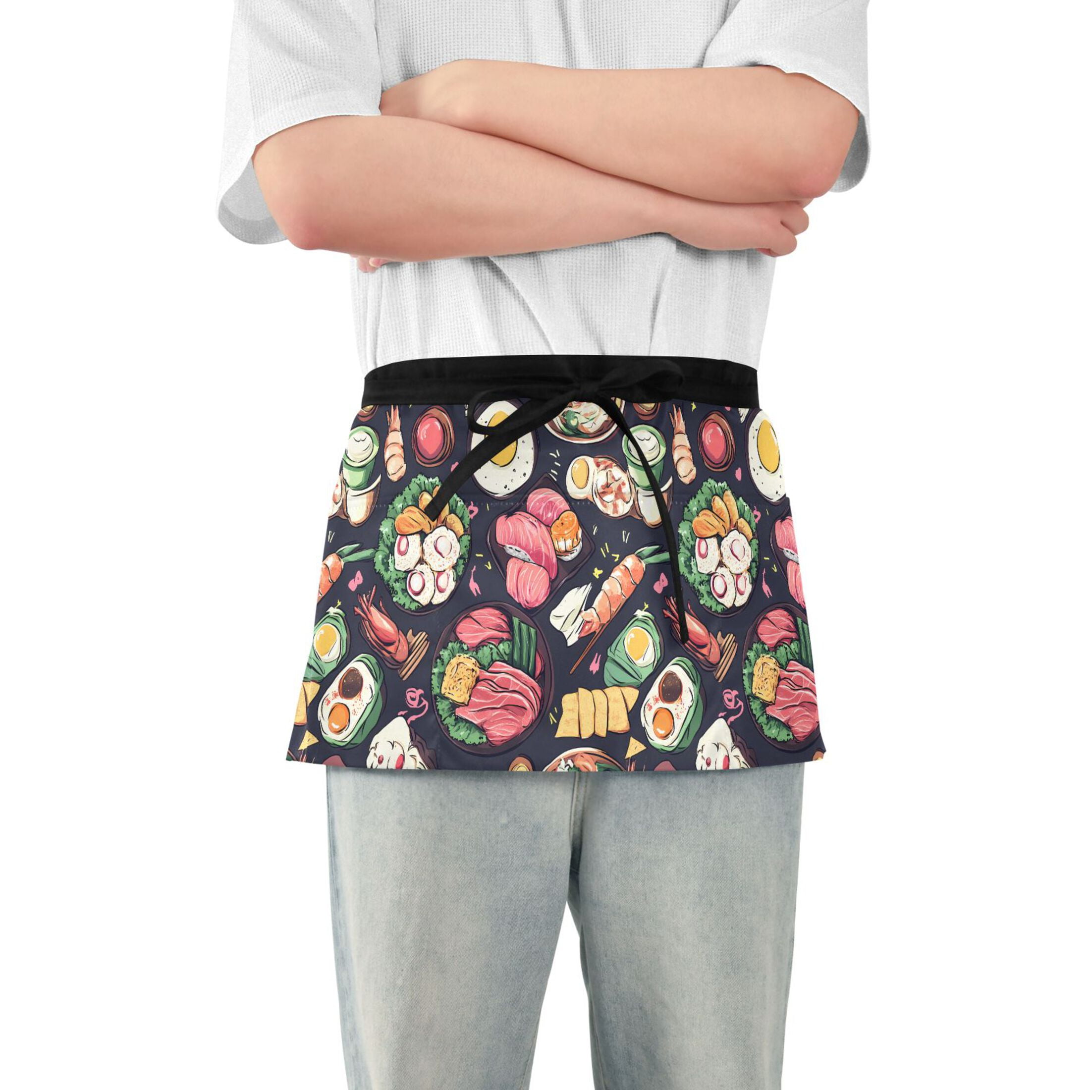 Server Apron with 3 Pockets Waterproof Waitress Waist Short Apron for ...