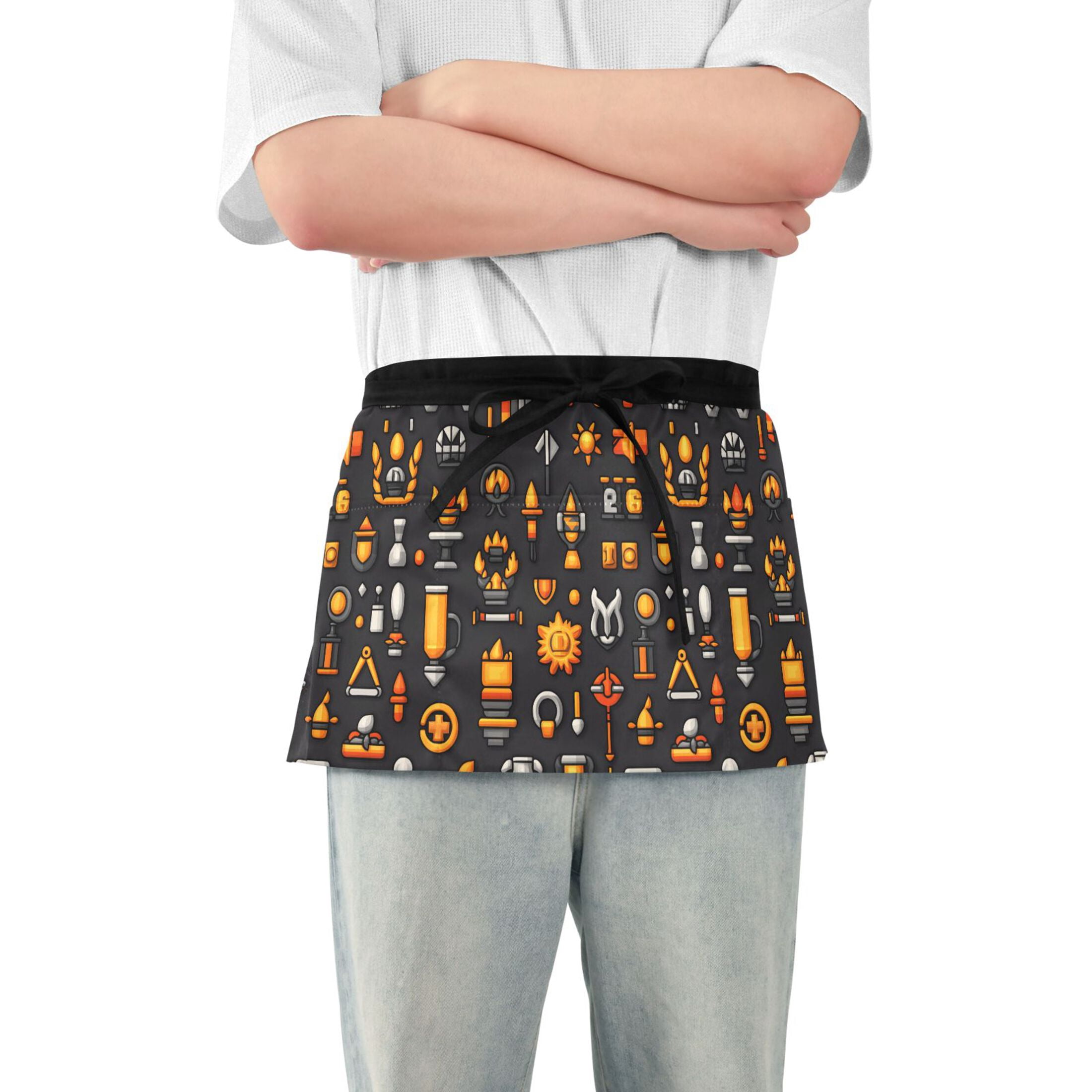 Server Apron with 3 Pockets Waterproof Waitress Waist Short Apron for ...