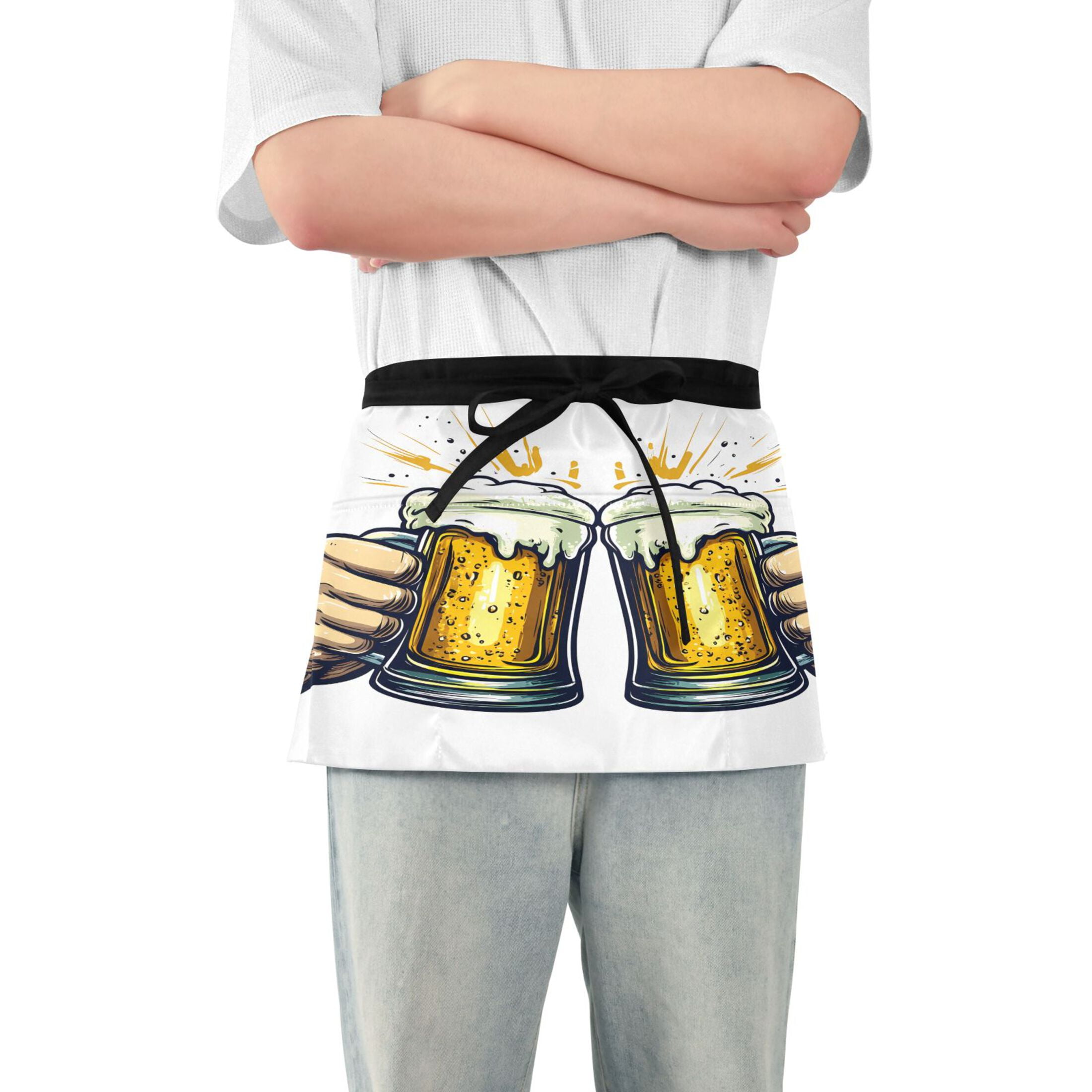 Server Apron with 3 Pockets Waterproof Waitress Waist Short Apron for ...