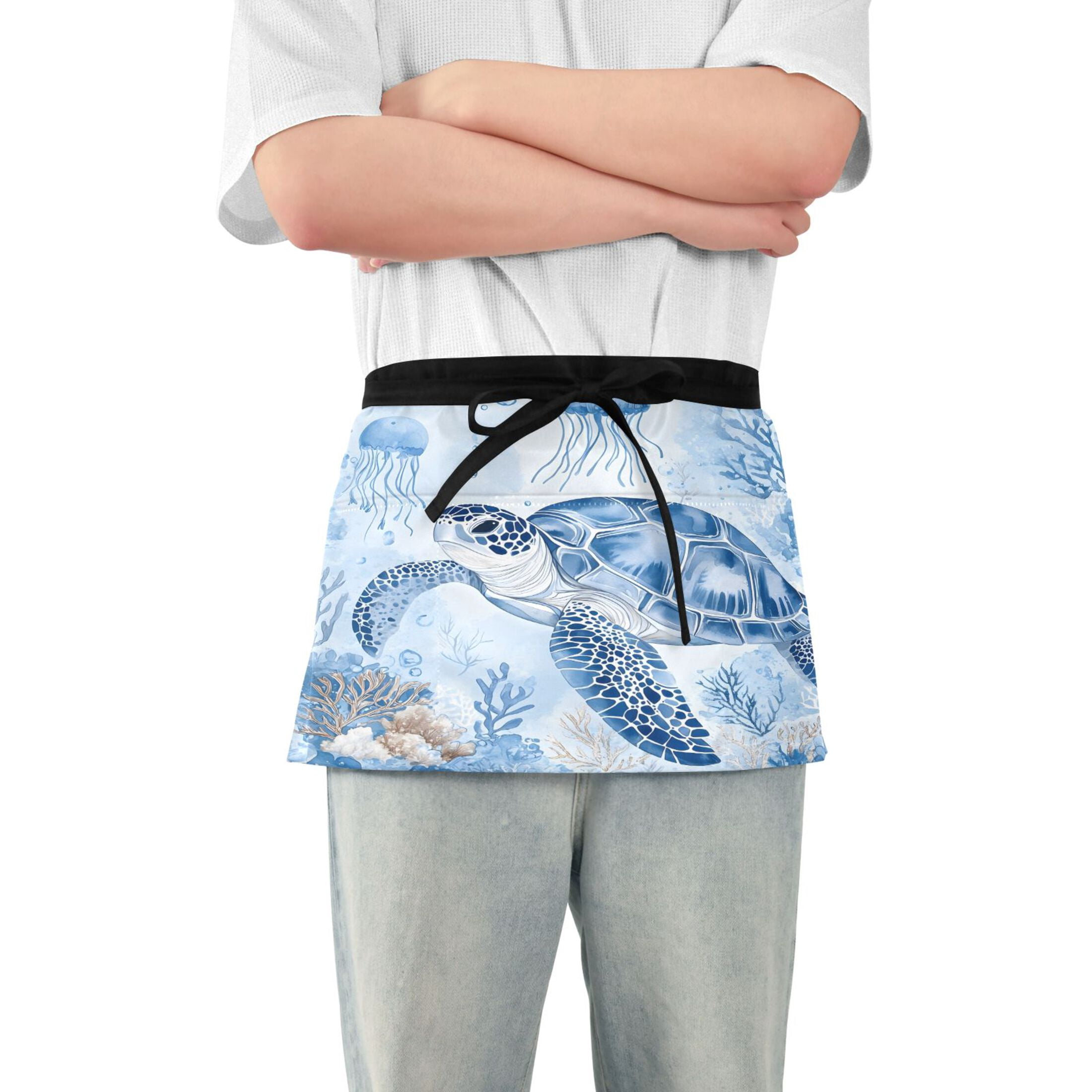 Server Apron with 3 Pockets Waterproof Waitress Waist Short Apron for ...