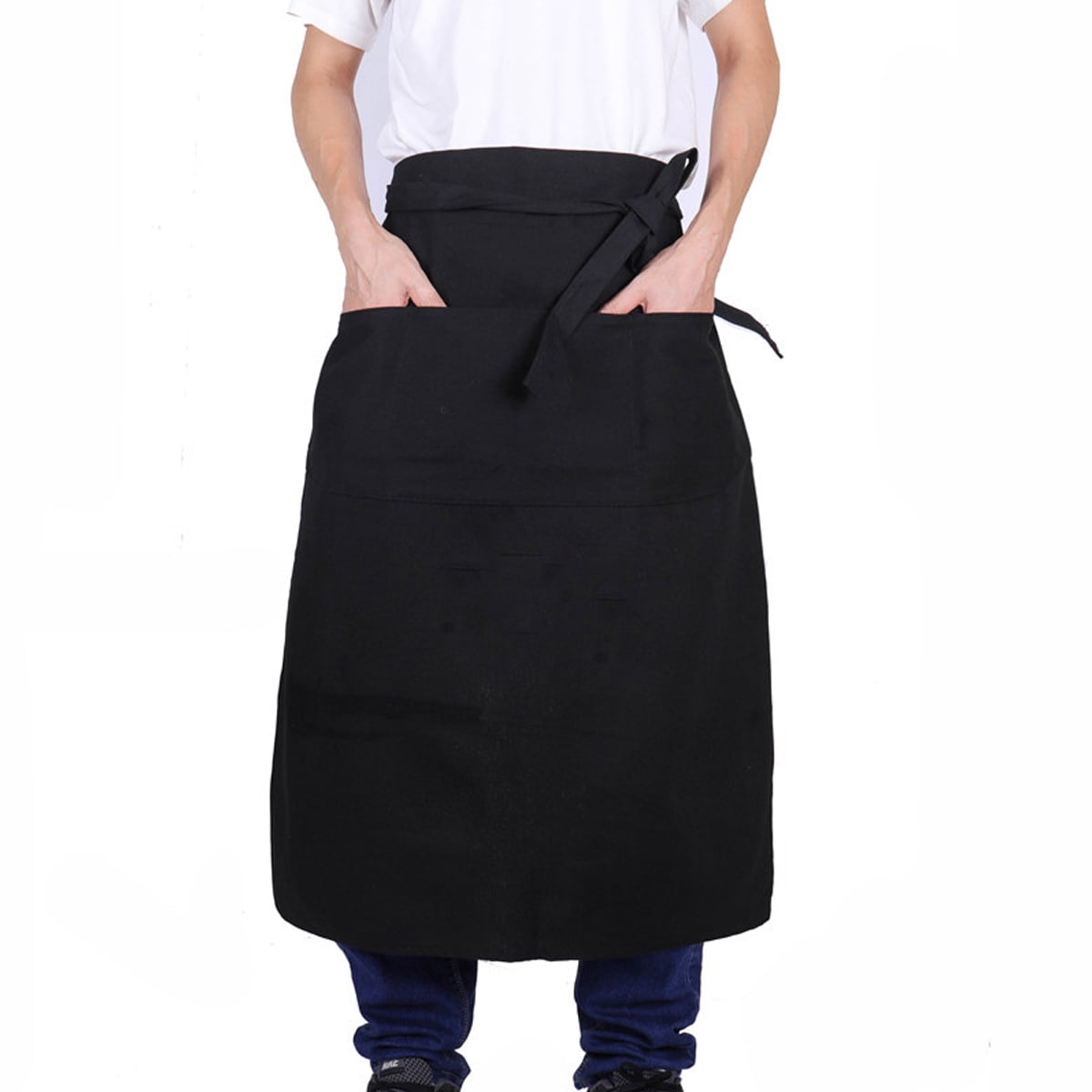 Server Aprons Black Half Bistro Apron with 2 Pockets 27.6 Inch Waiter ...