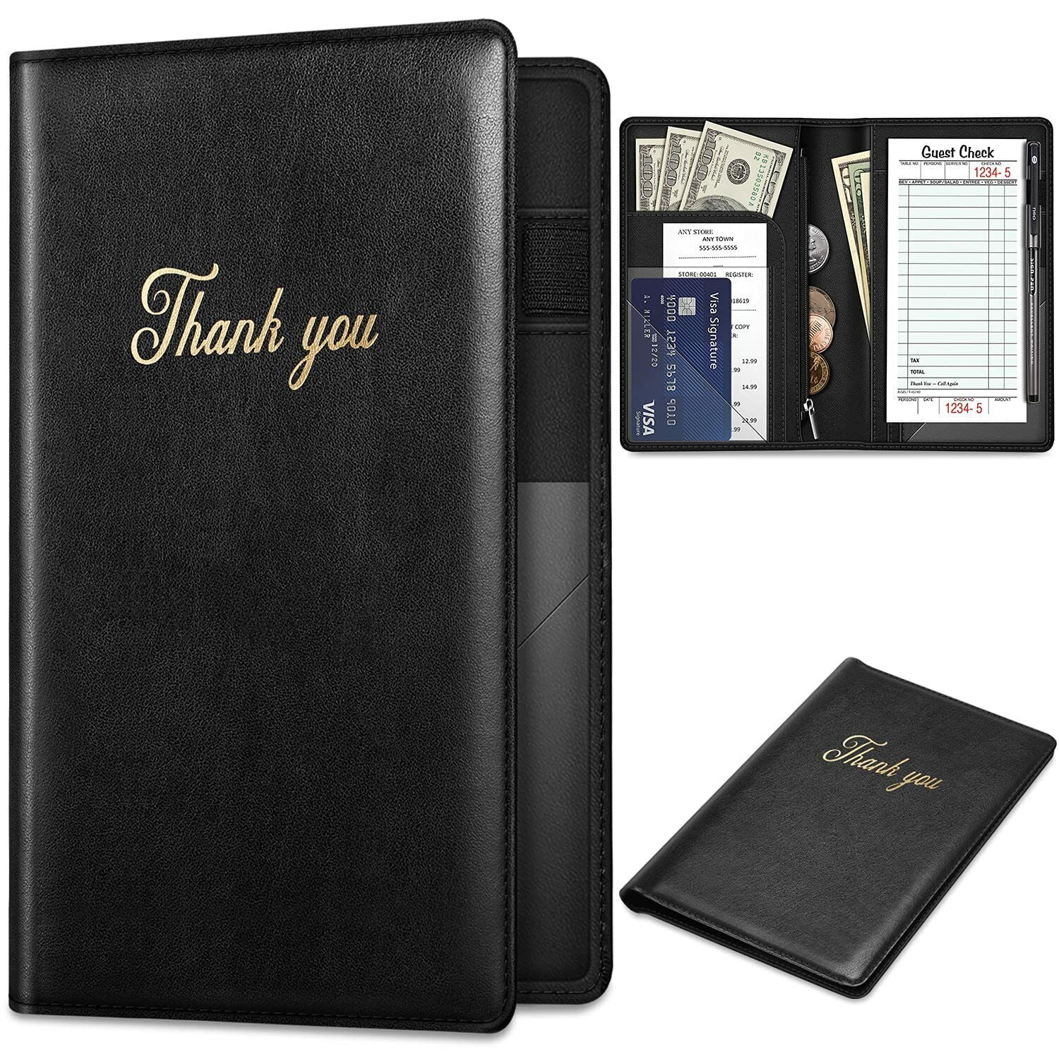 Server Book for Waitress Waiter Organizer Wallet with Zipper Pocket ...