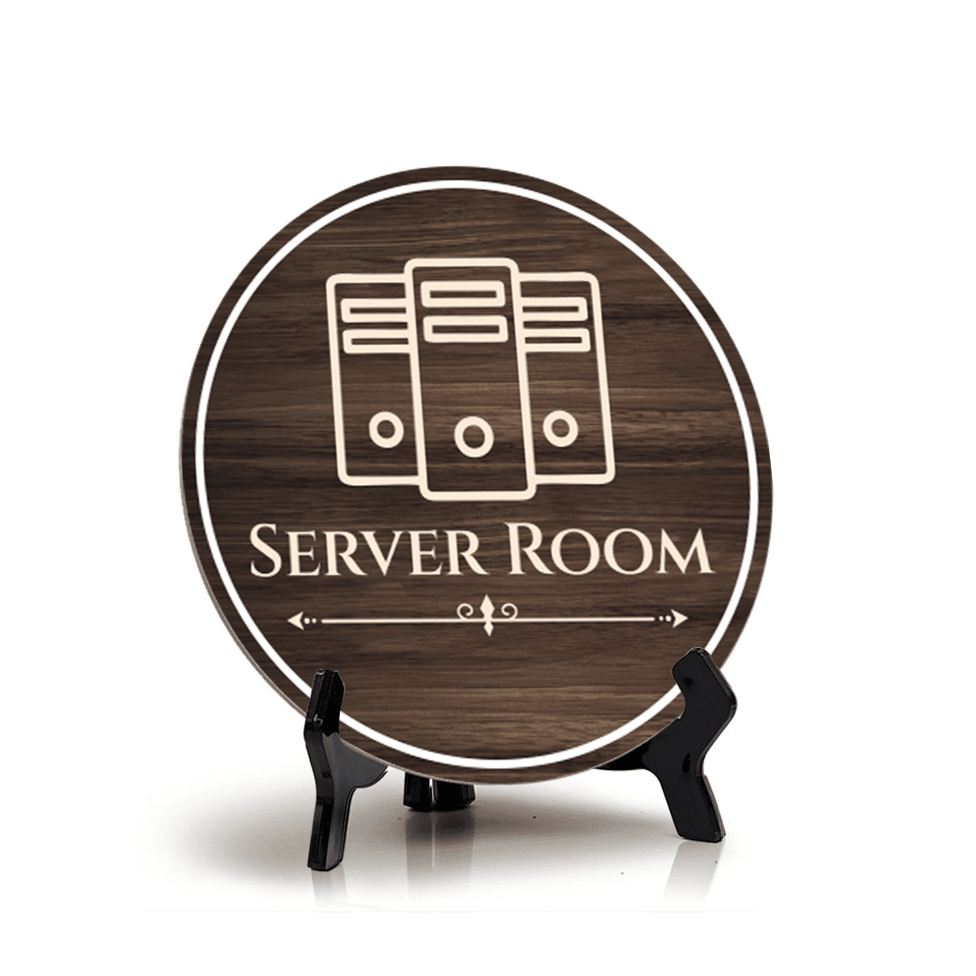 Server Room Circle Table Sign with Acrylic Stand (5x5") | Office ...