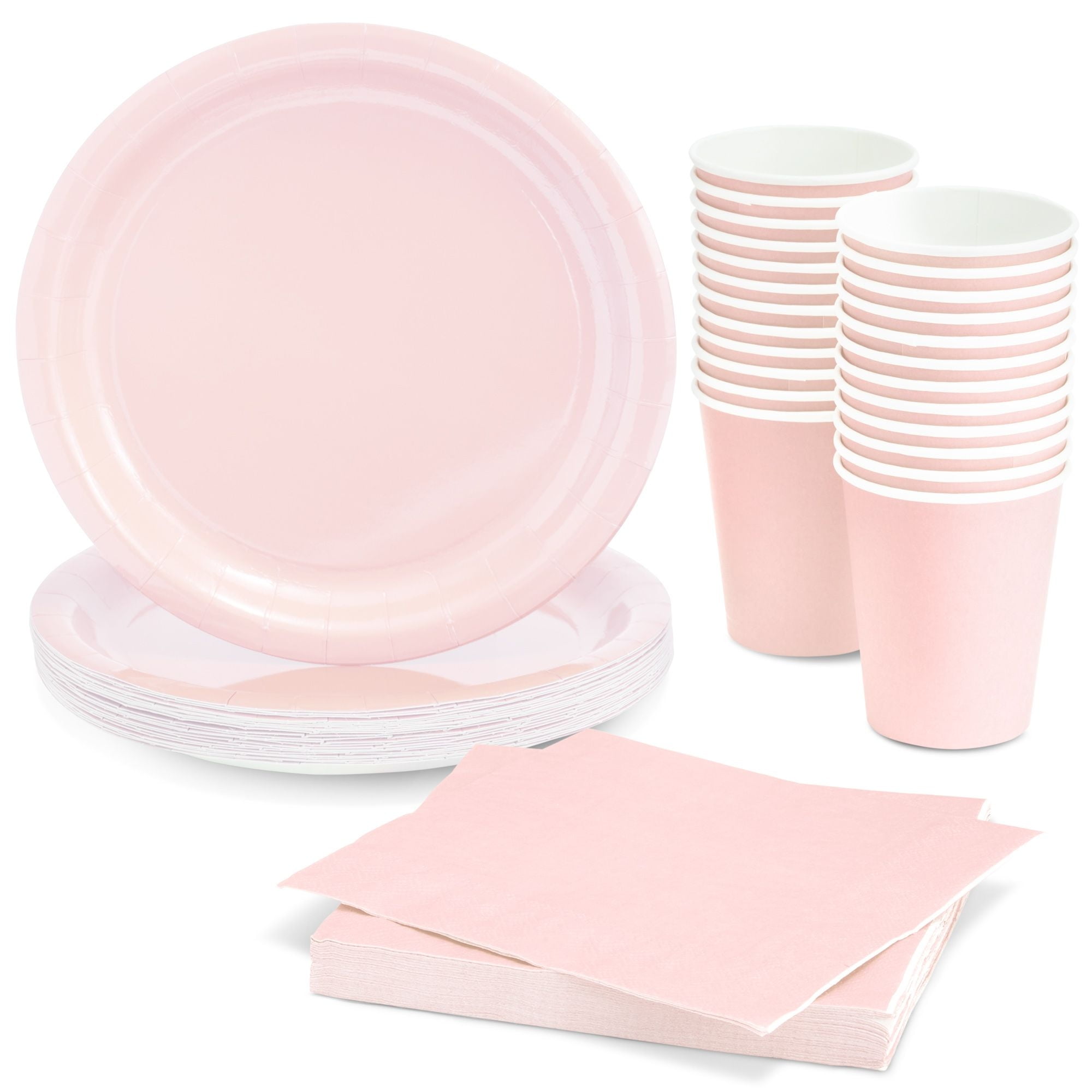 Pink Party Tableware Kit for 24, Includes Plates, Cups, Napkins for ...