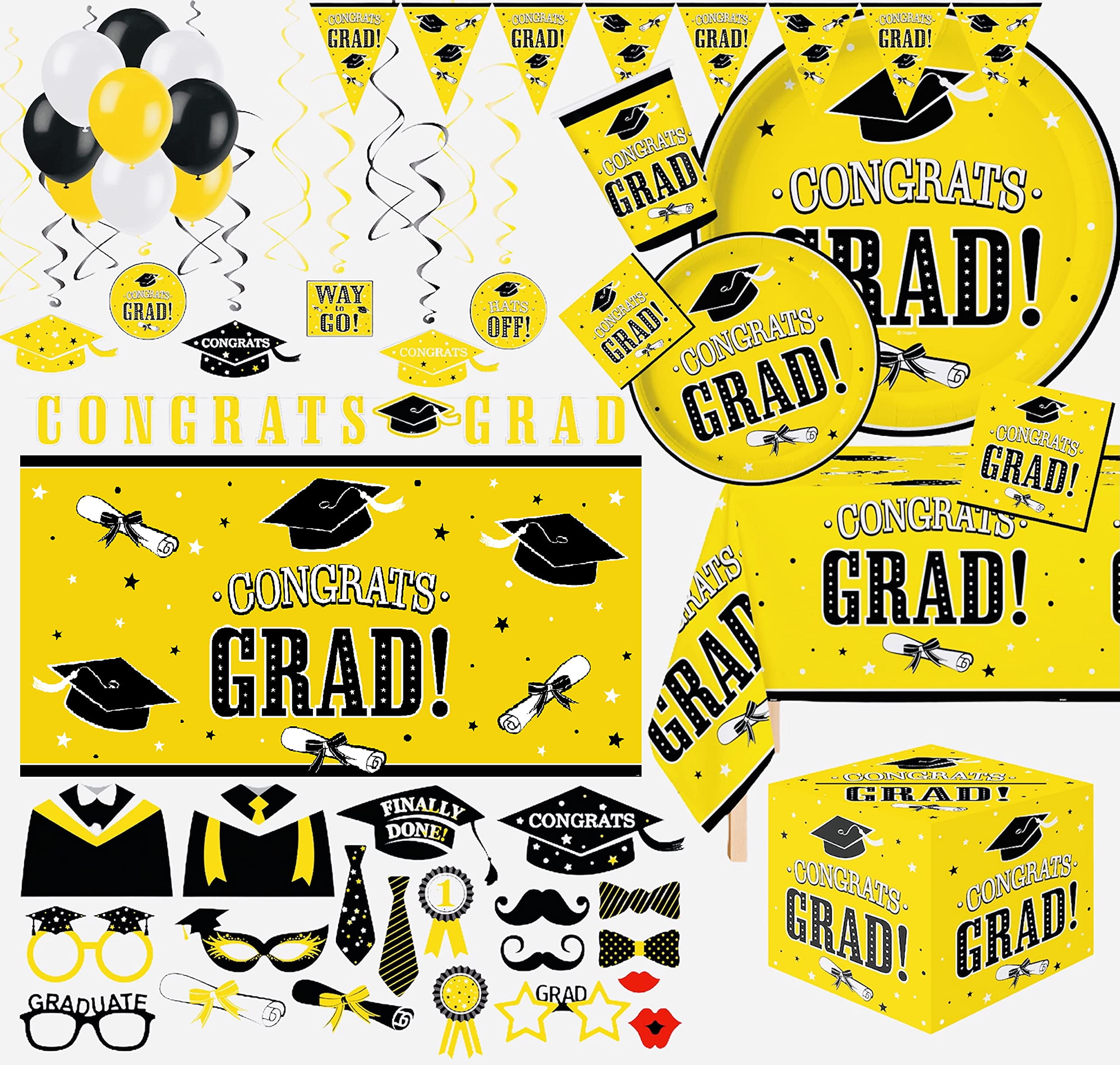 Serves 30 | Ultimate MMF7 Pack | Congrats Grad Yellow Supplies | 9 ...