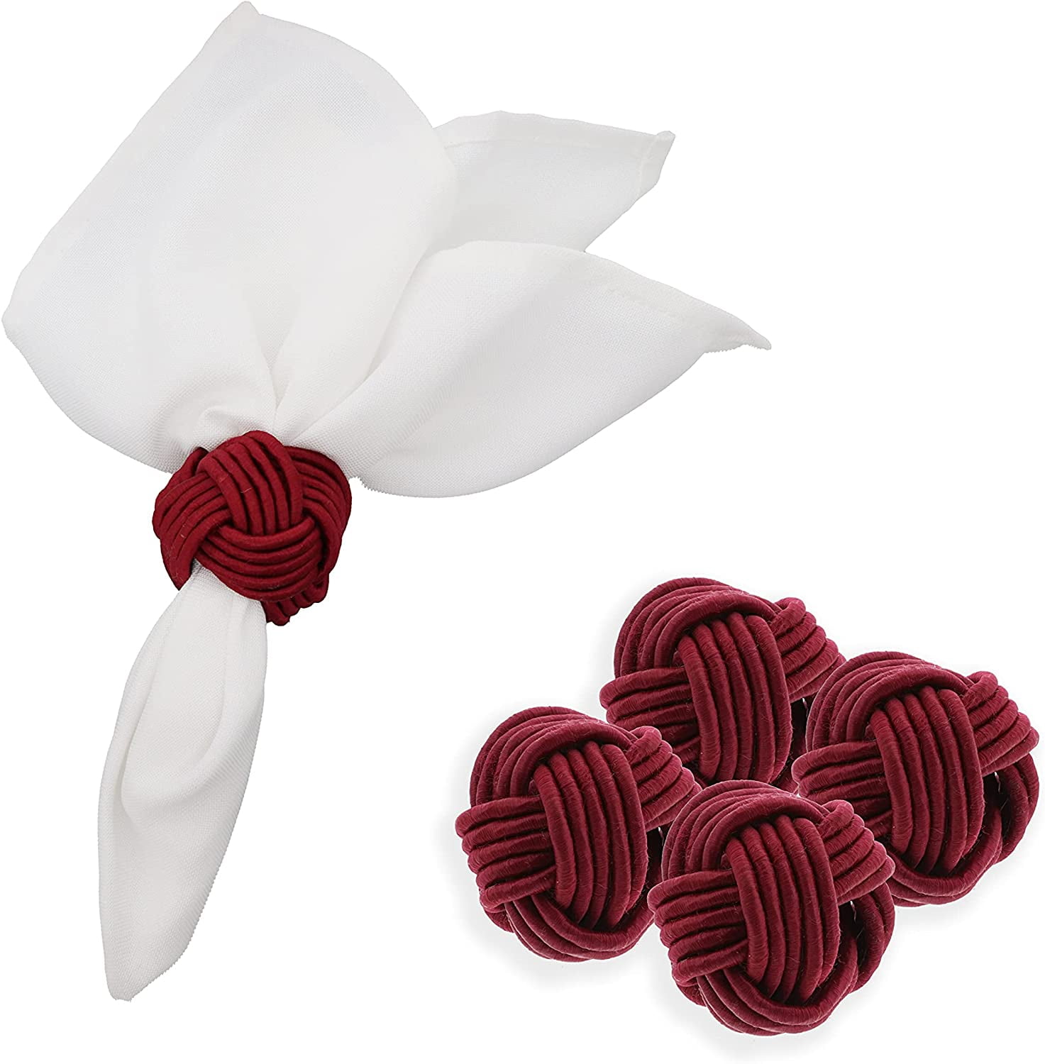 Servette Home Burgundy Synthetic Braided Rope Napkin Rings - Set of 4 ...