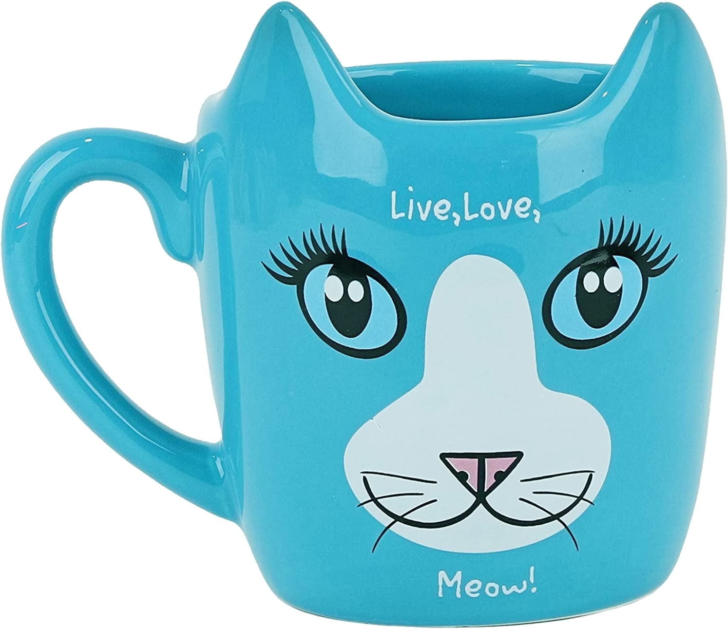 Servette Home Ceramic Blue Cat Coffee Mugs for Cat Lovers Live, Love ...