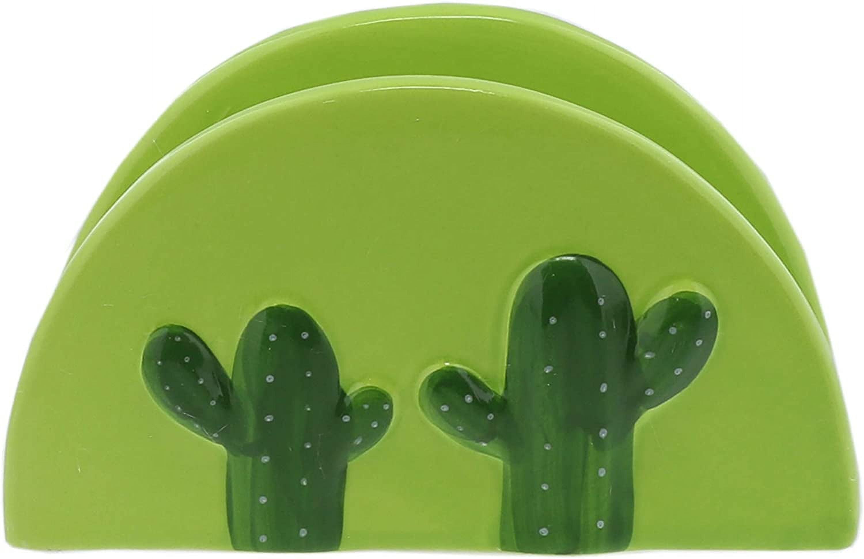 Servette Home Ceramic Green Cactus Standing Napkin Holder for Table ...