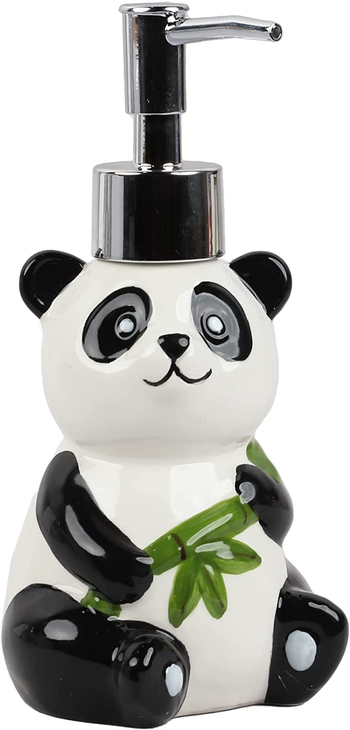 Servette Home Ceramic Panda Soap Dispenser with Pump for Bathroom or ...