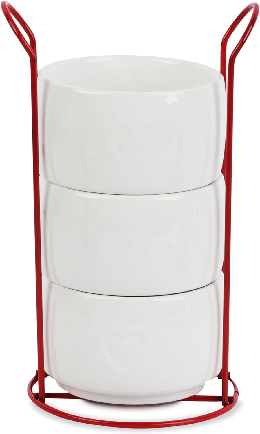 Servette Home Dolomite Ceramic Bowls with Heart Design, 3-Tier ...