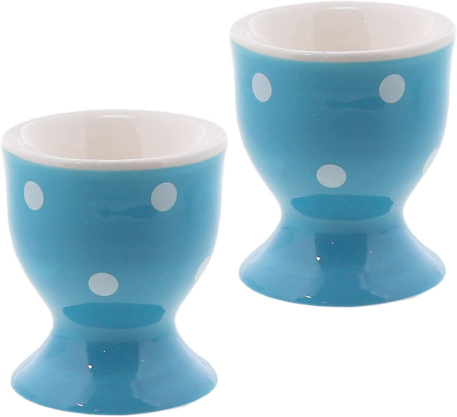 Servette Home Egg Cup Polka Dot Soft Boiled Egg Holder - Set of 2 (Blue ...