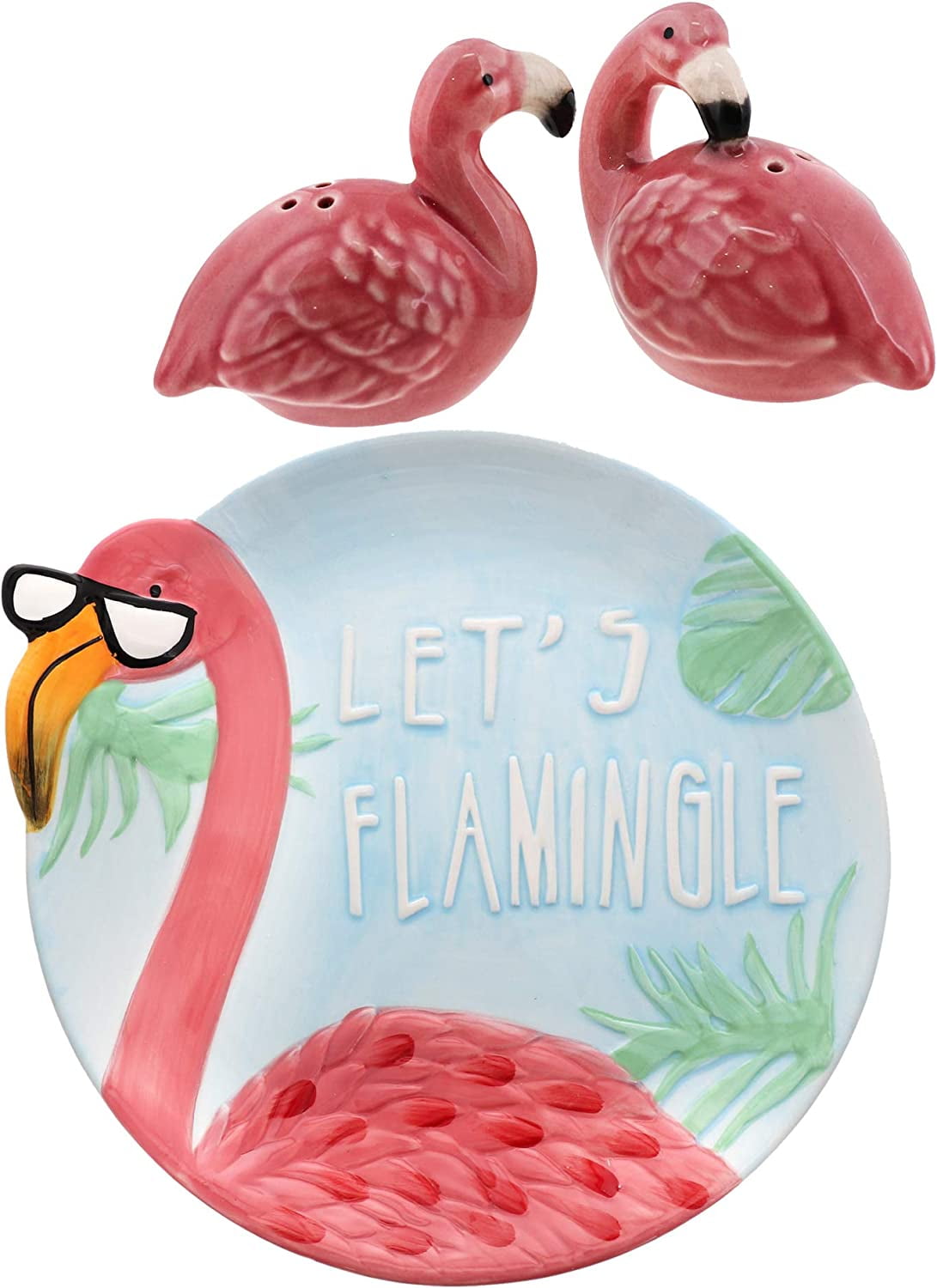 Servette Home Flamingo Set - Let's Flamingle Plate and Pink Flamingo ...