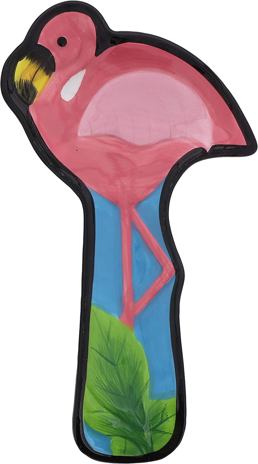 Servette Home Flamingo-Themed New Ceramic Spoon Rest Kitchen Ladle and ...