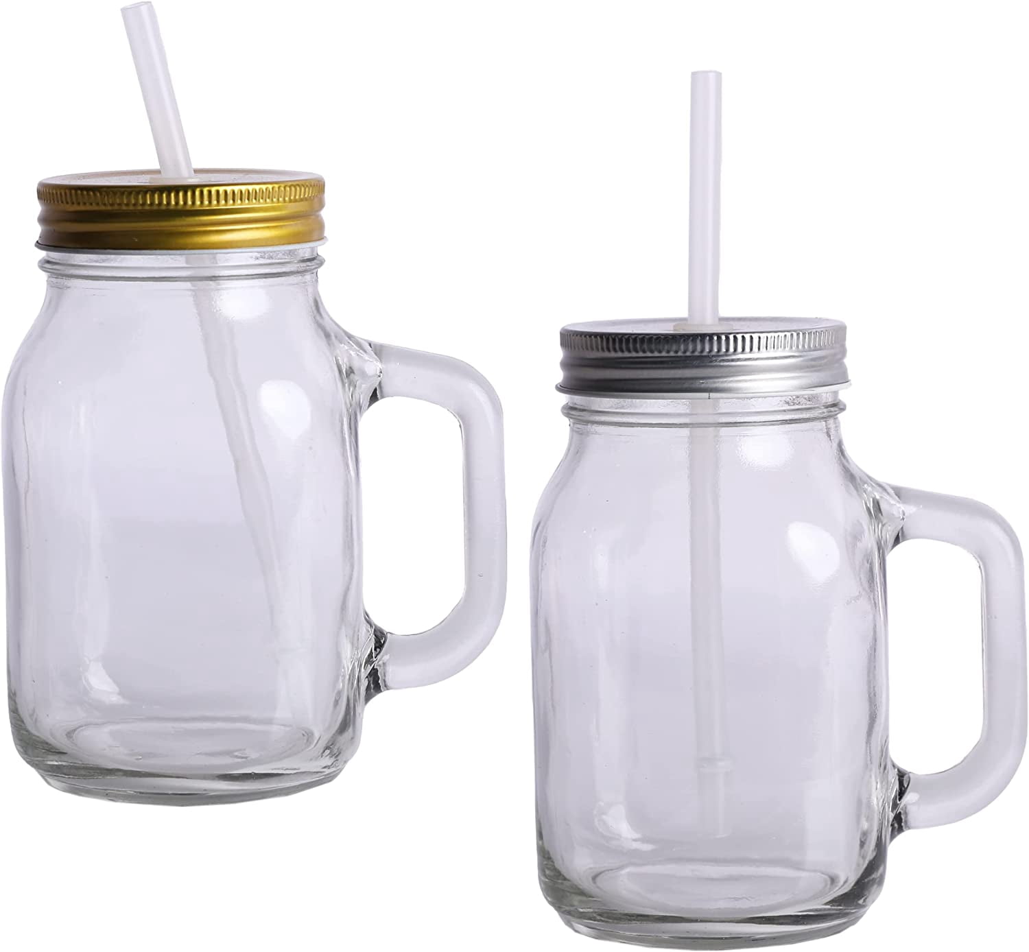 Servette Home Glass Mason Drinking Jar 20oz/600mL with Gold/Silver Lids ...
