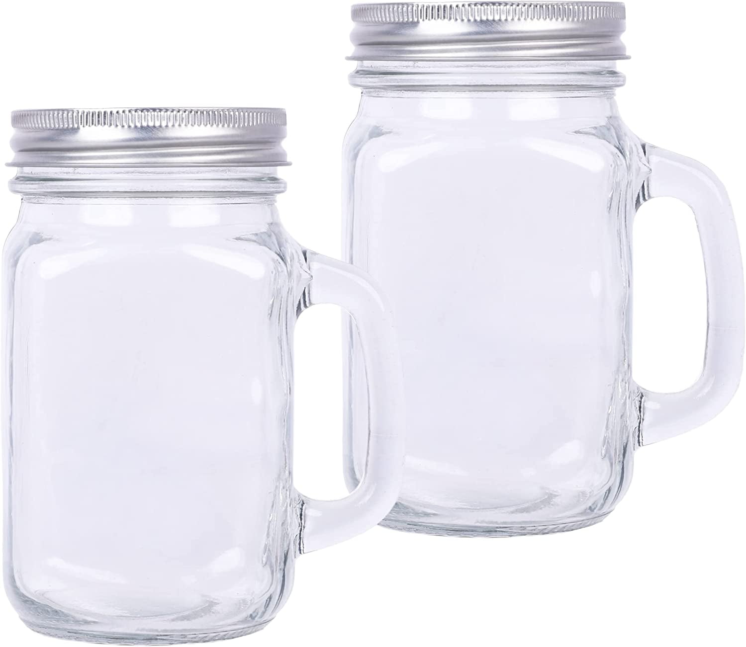 Servette Home Mason Jar Drinking Glasses with Handles & Copper Lid ...
