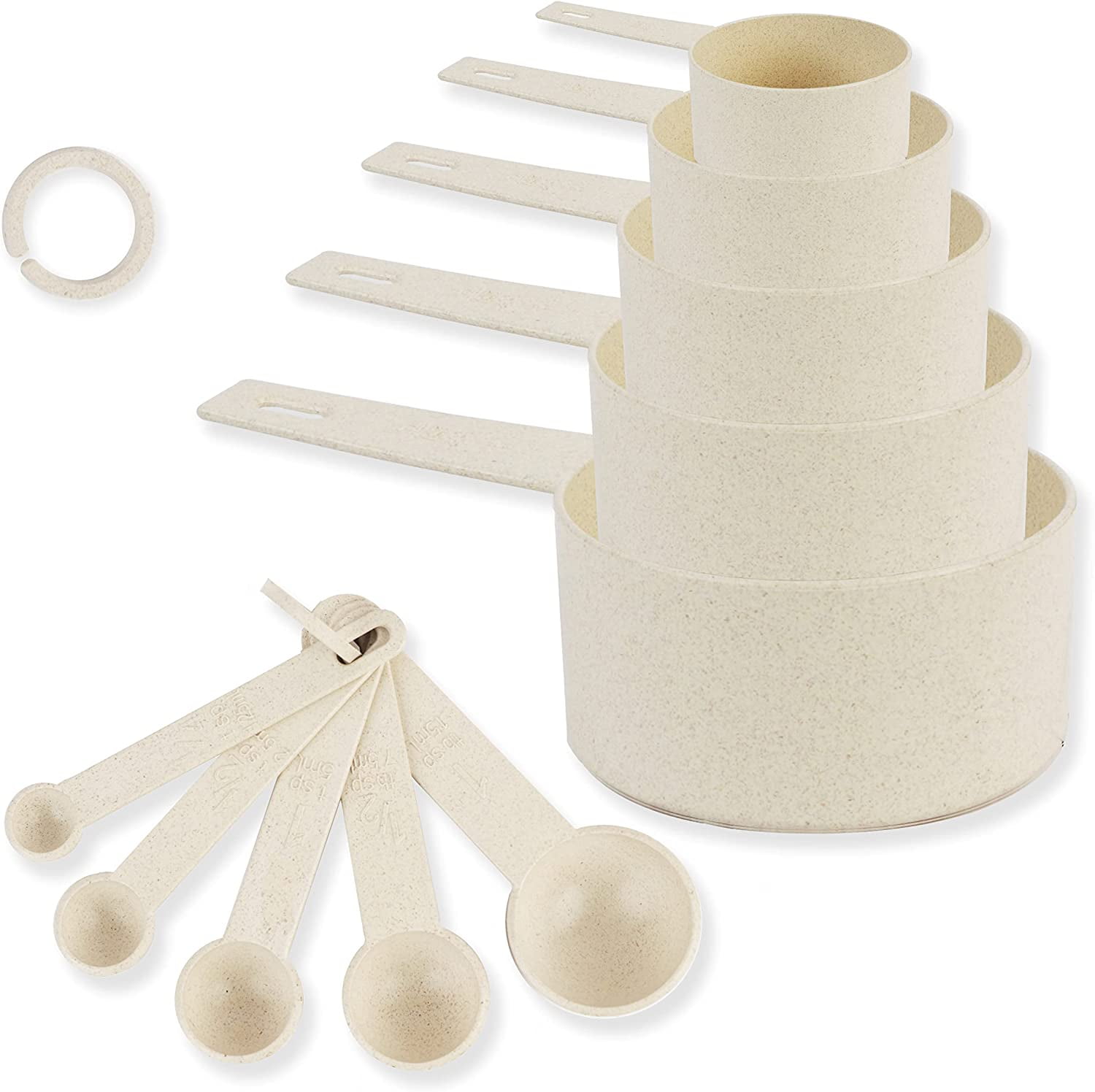 Servette Home Wheat Straw Dry and Liquid Measuring Cups and Spoons Set ...