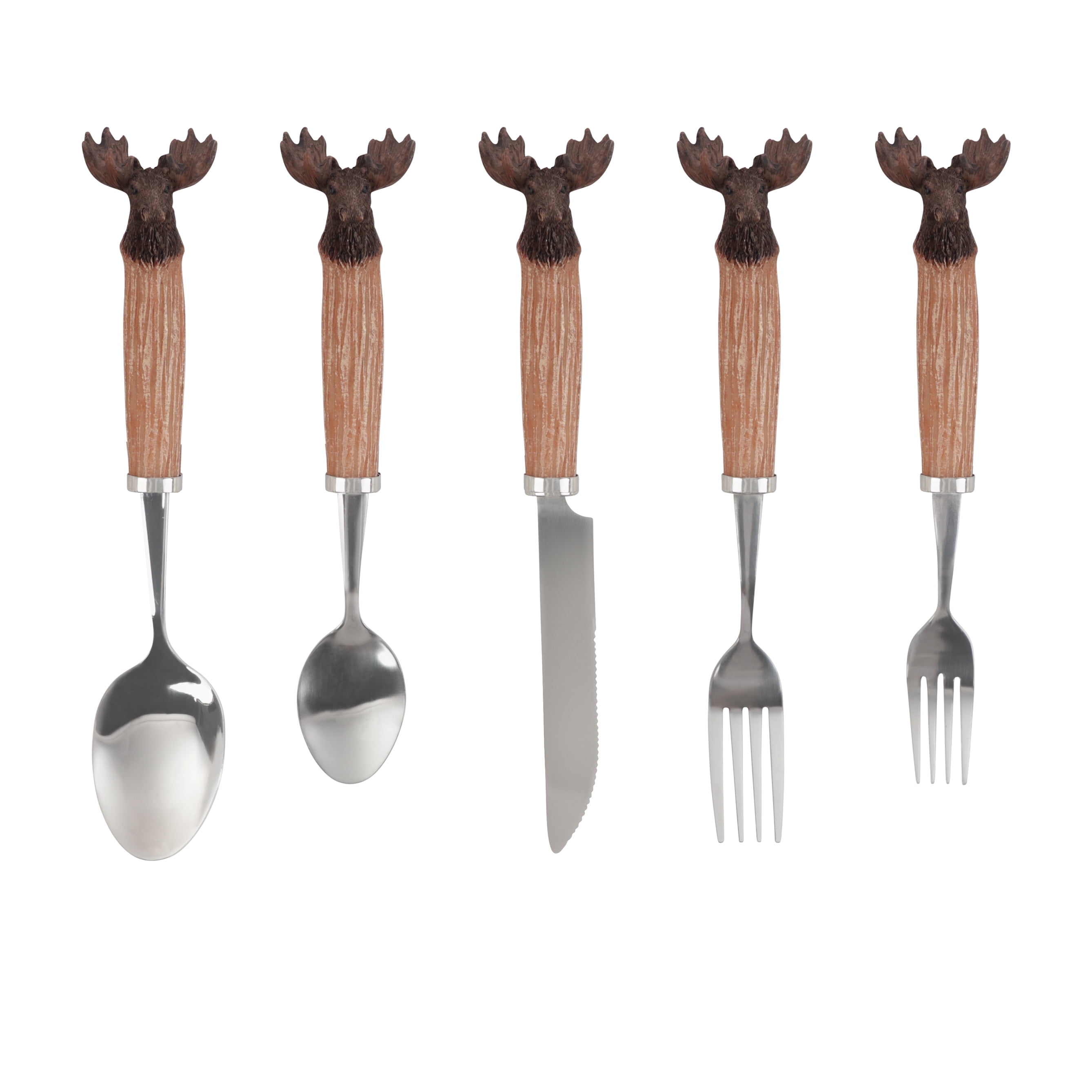 Servette Home Moose Flatware Set, 5 Piece, Stainless Steel Utensils ...