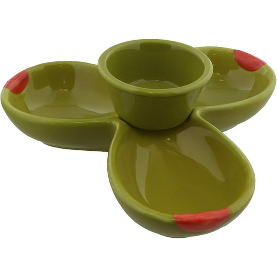 Servette Home Olive Shaped Four Section Ceramic Condiment Divided ...