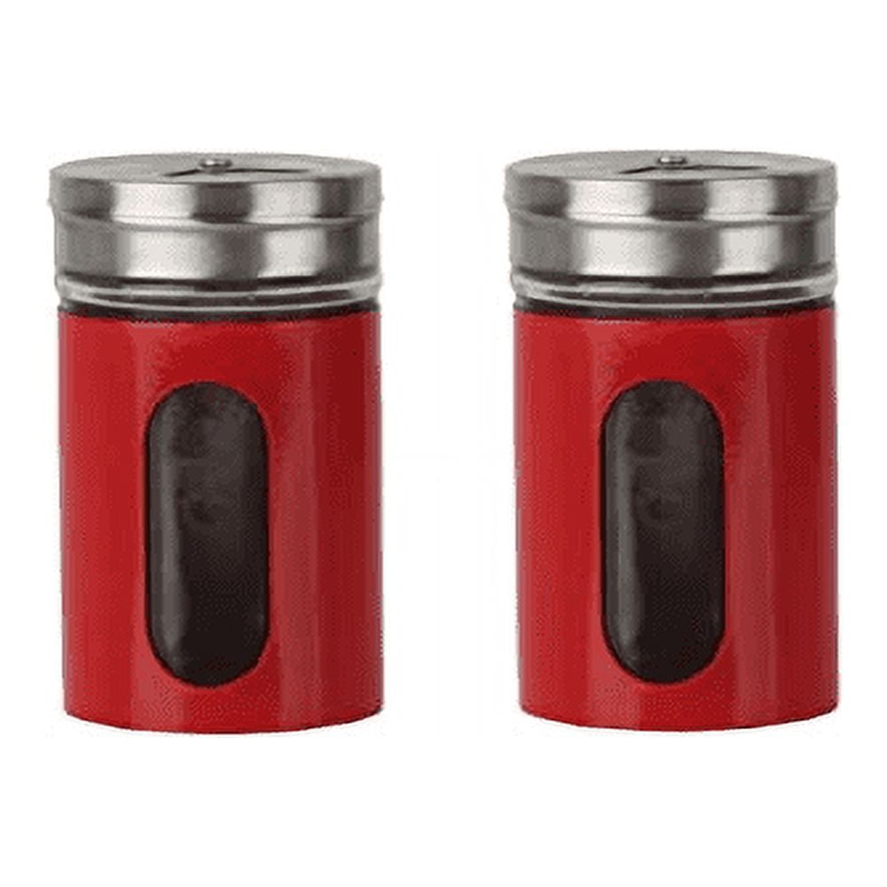 Servette Home Red Salt and Pepper Shakers Retro Glass Spice Jars Set of ...
