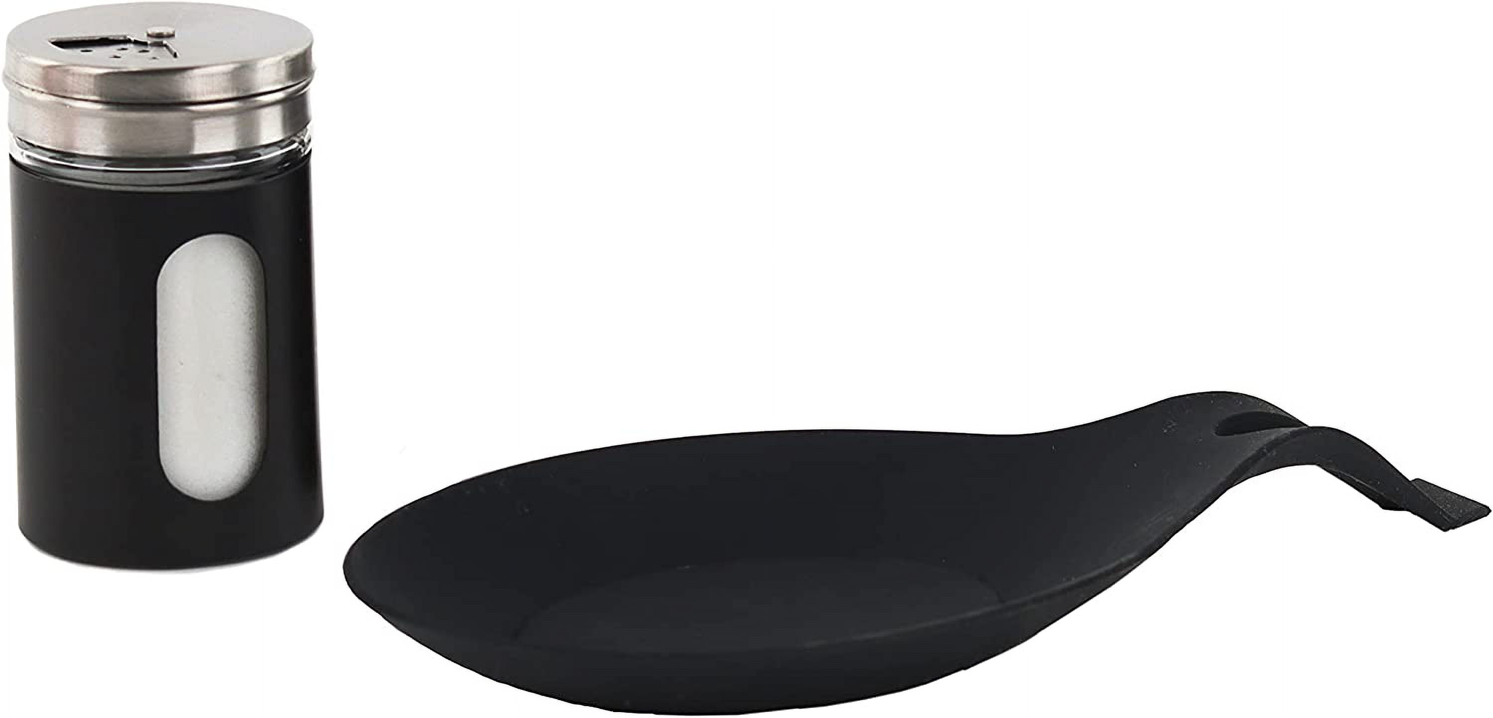 Servette Home Round Silicone Spoon Rests & Retro Spice Shaker - Black ...