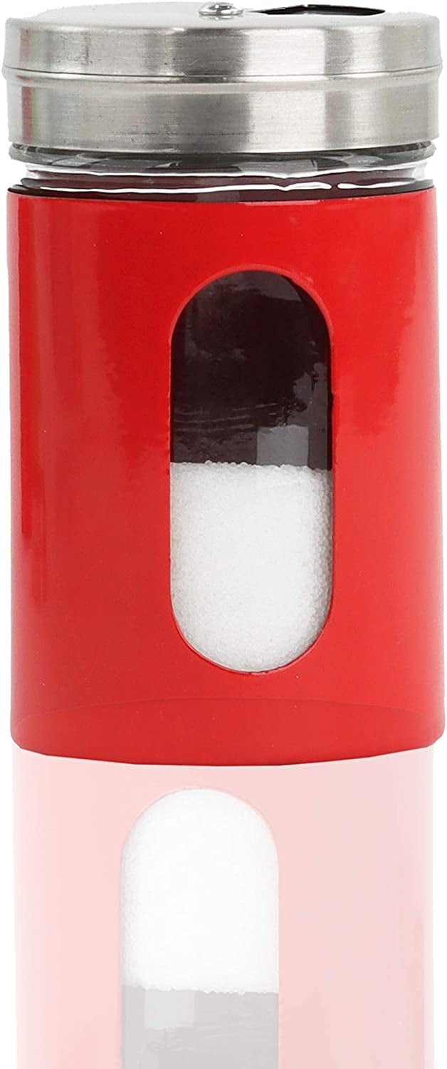 Servette Home Salt Pepper Shaker Retro Single Spice Jar Glass (Red) 1 ...
