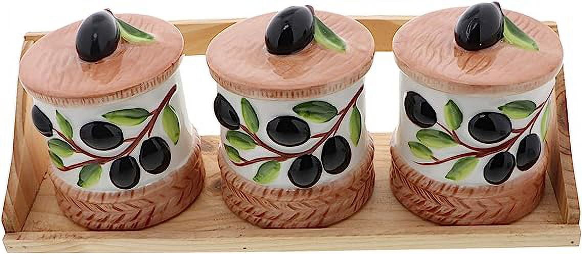 Servette Home Wood Stand with Three Ceramic Pots - Olive - Walmart.com