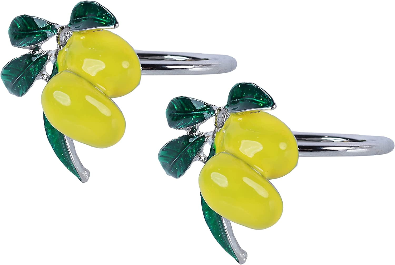 Servette Home Metal Yellow Lemons with Green Leaves Napkin Rings Set of ...