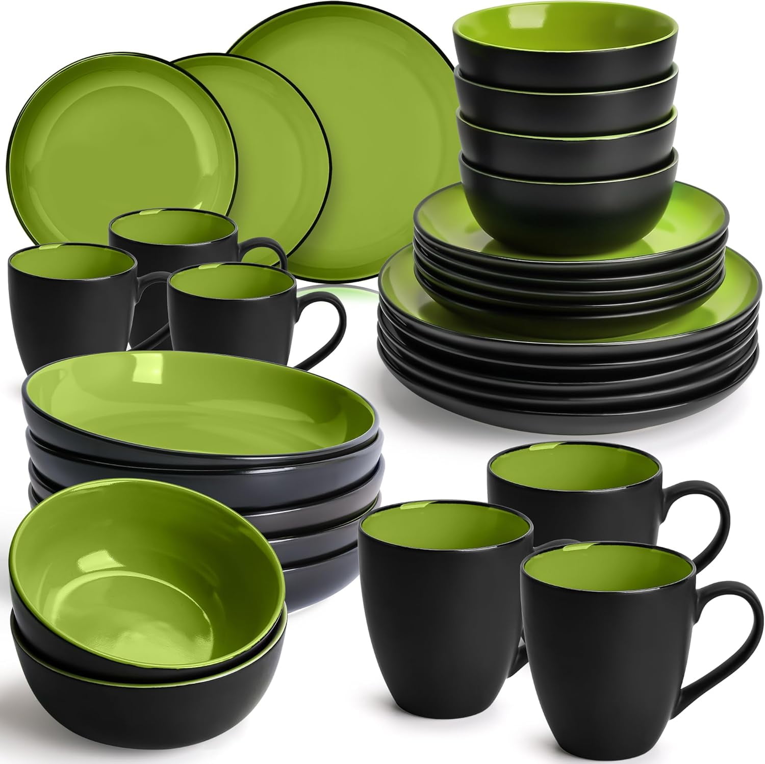 Service for 6 Dishware Set/Stoneware Dinnerware Set – Including Plates ...