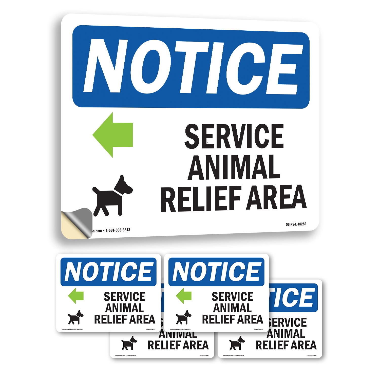 Service Animal Relief Area [Left With Symbol OSHA Notice Vinyl Decal ...