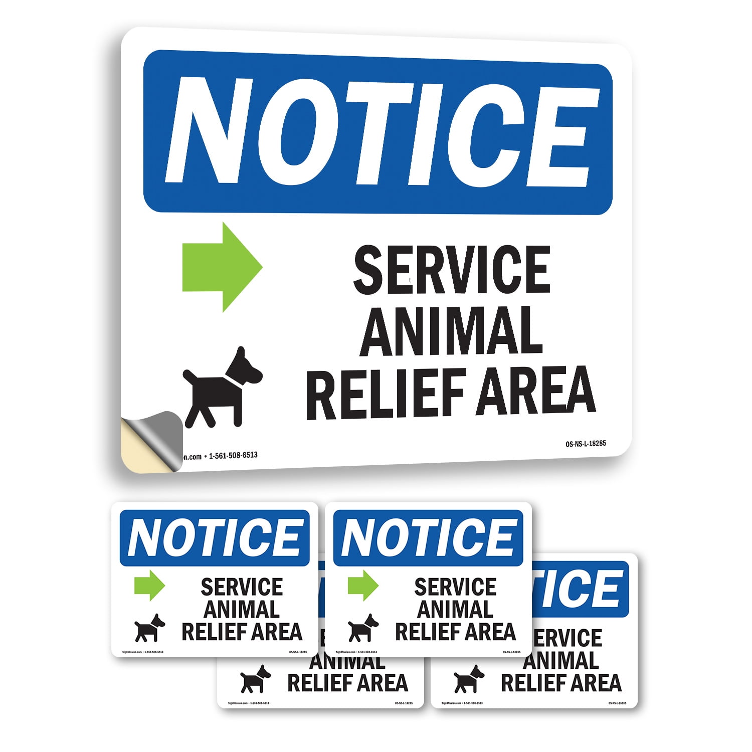 Service Animal Relief Area [Right With Symbol OSHA Notice Vinyl Decal ...
