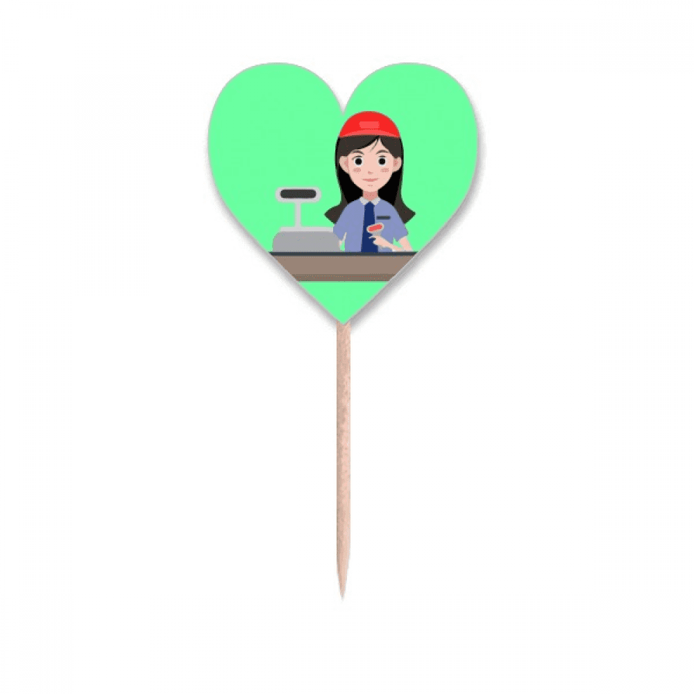 Service Cashier Supermarket Checkout Toothpick Flags Heart Lable ...