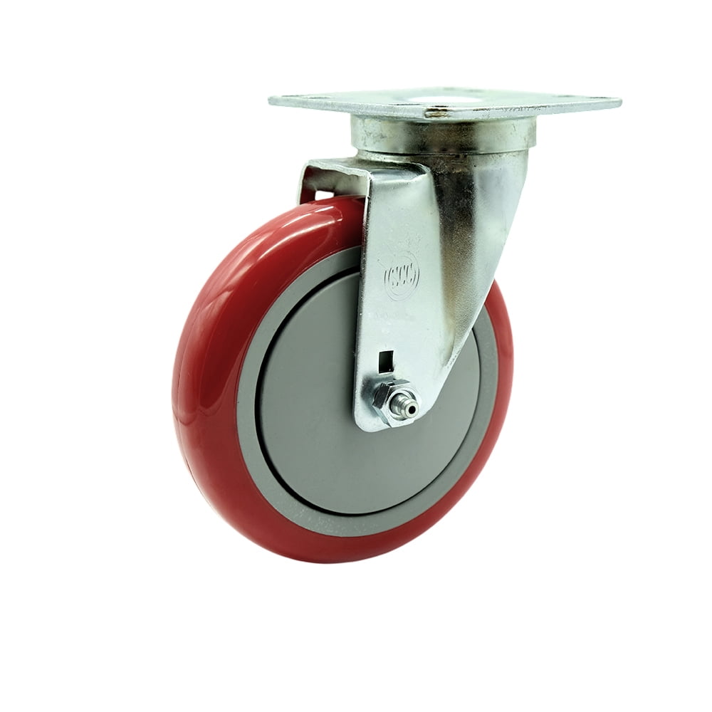Service Caster - Universal Kitchen Caster - 5" Red Poly Wheel - Swivel ...