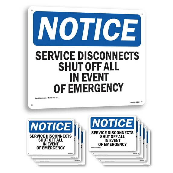 Service Disconnects Shut Off All In Event OSHA Notice Aluminum Sign 24 ...
