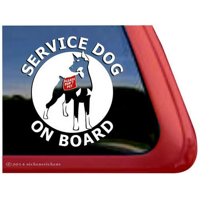 Service Dog On Board | High Quality Vinyl Doberman Pinscher Dog Window ...