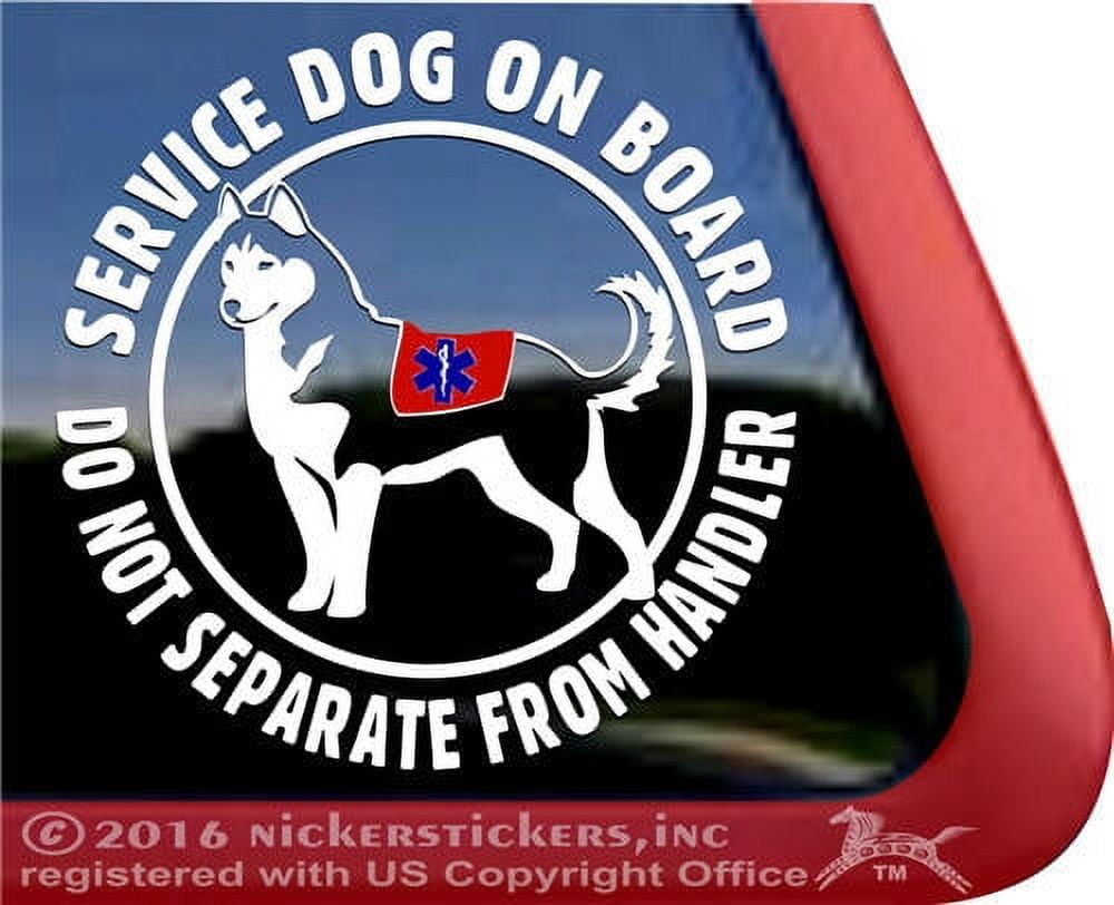 Service Dog On Board | High Quality Vinyl Siberian Husky Dog Window ...
