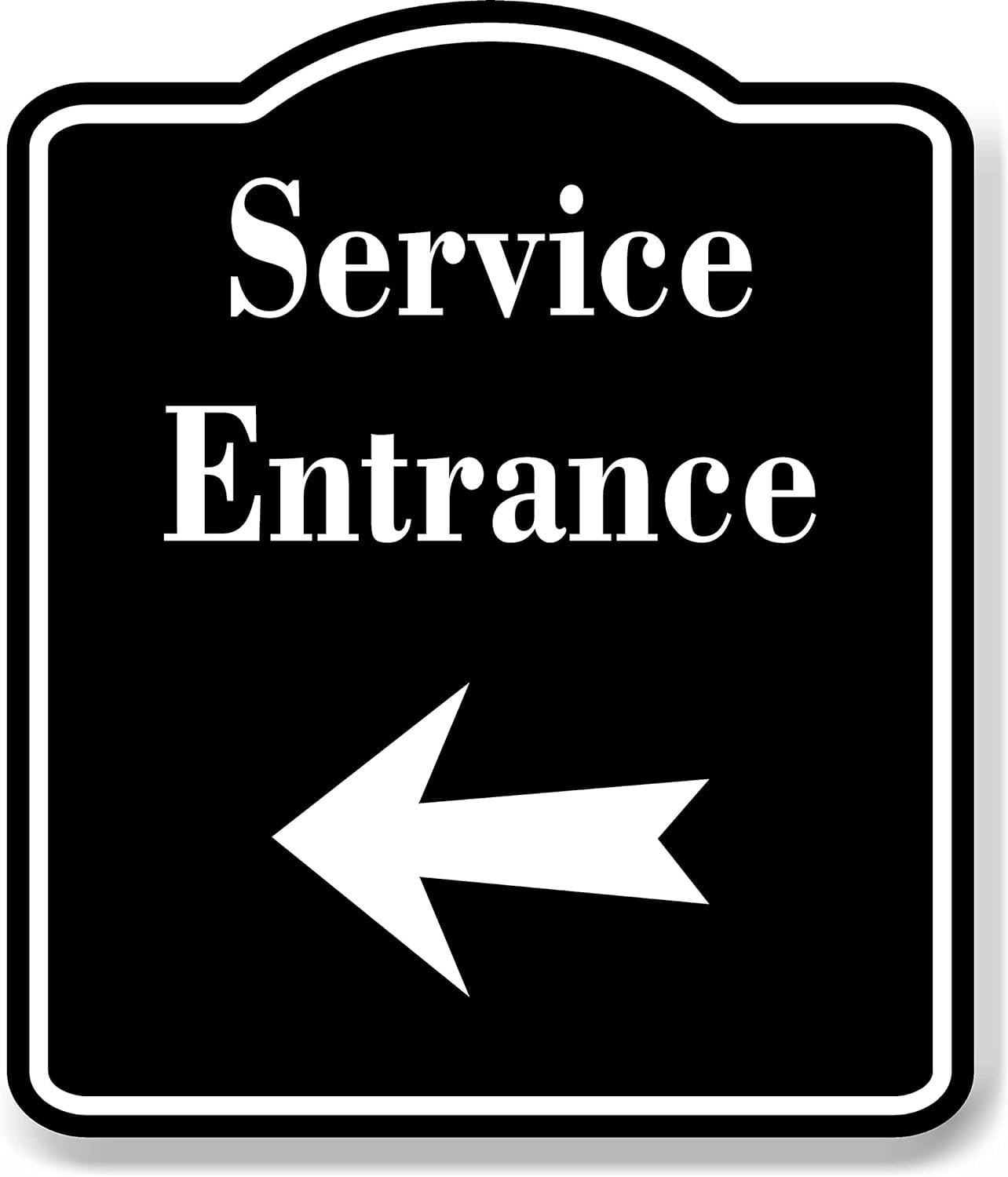 Service Entrance Left Arrow BLACK Aluminum Composite Sign, 8.5"x10 ...