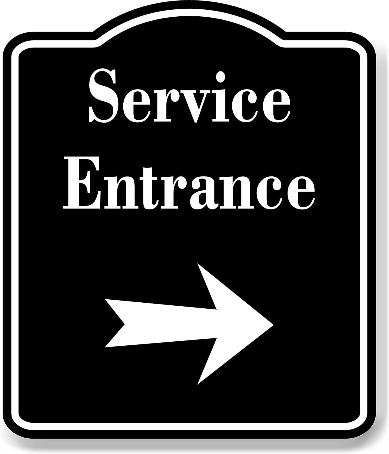 Service Entrance Right Arrow BLACK Aluminum Composite Sign, 20"x24 ...