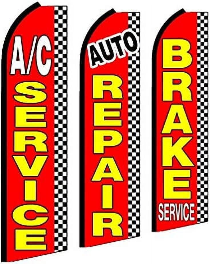 Service to Repair Brake Service King Flag Sign- Pack of 3 (Hardware Not ...