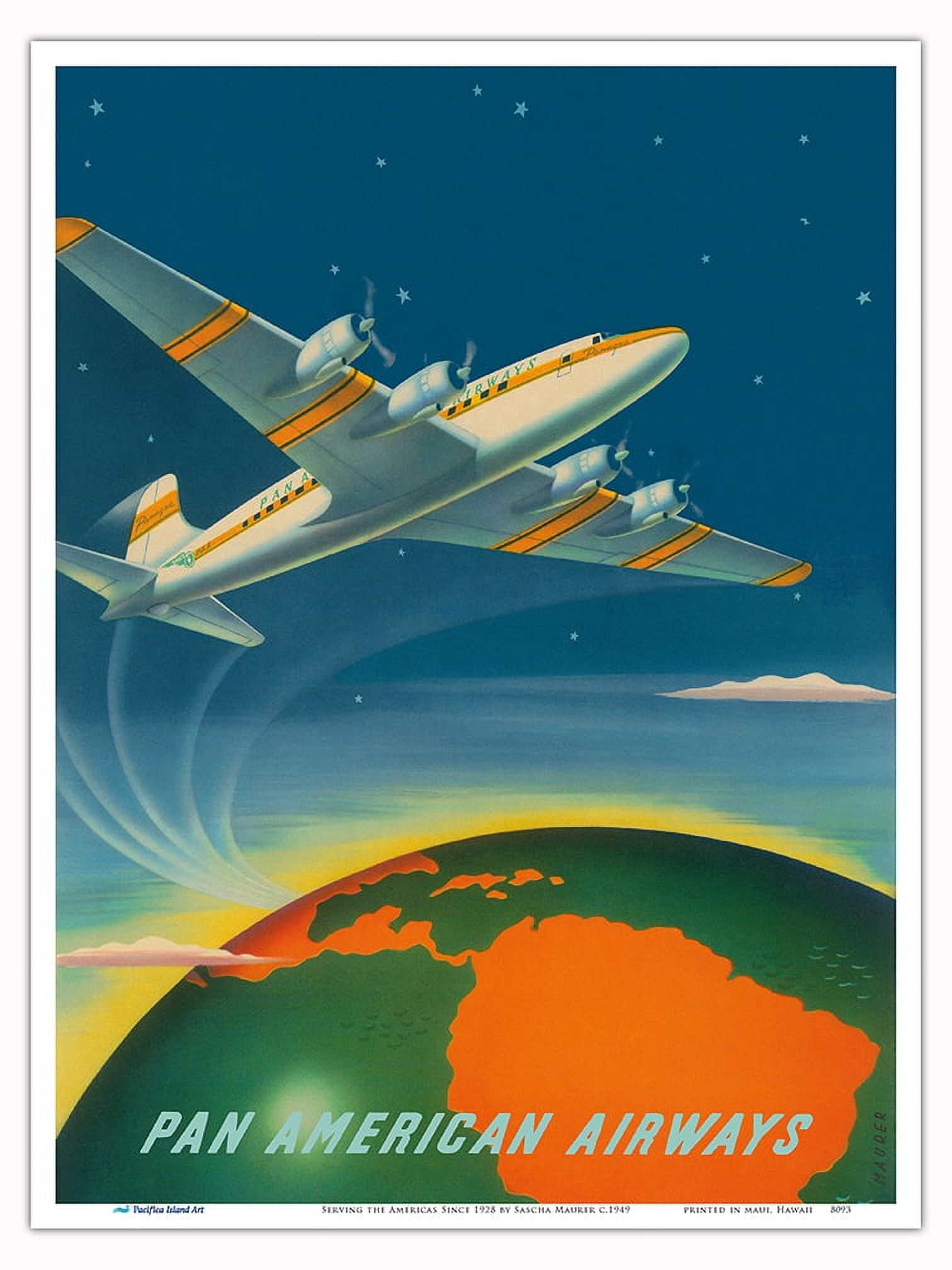 Serving the Americas Since 1928 - Vintage Airline Travel Poster by ...