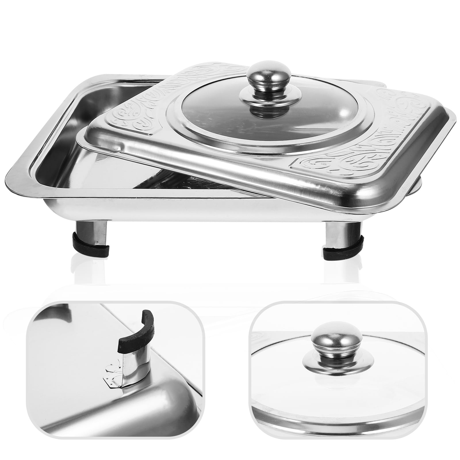Serving Bowl with Lid Steel Buffet Kitchen Tray Banquet - Walmart.com