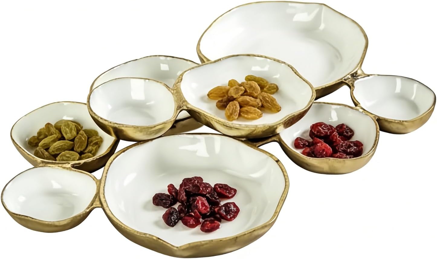 Serving Bowls - Nine-Grid Dessert Plate, Charcuterie Tray with Elegant ...