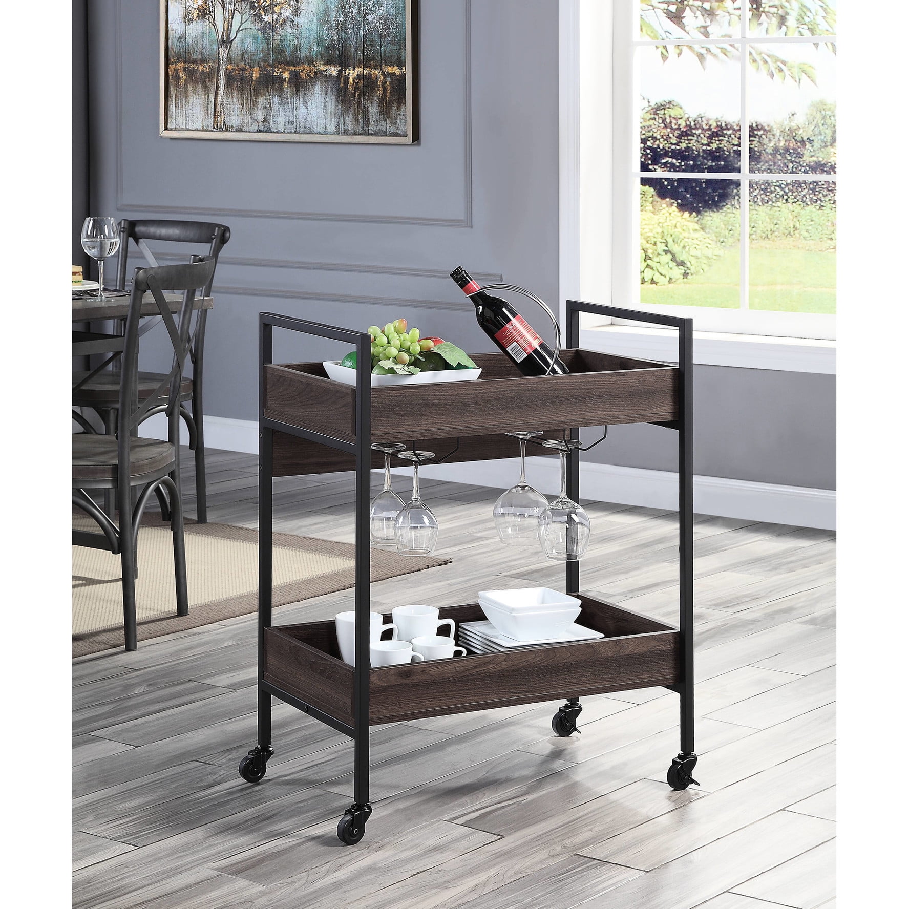 Serving Cart / 15 mm Table Top, PU Paper Veneer / Great for Buffet and ...