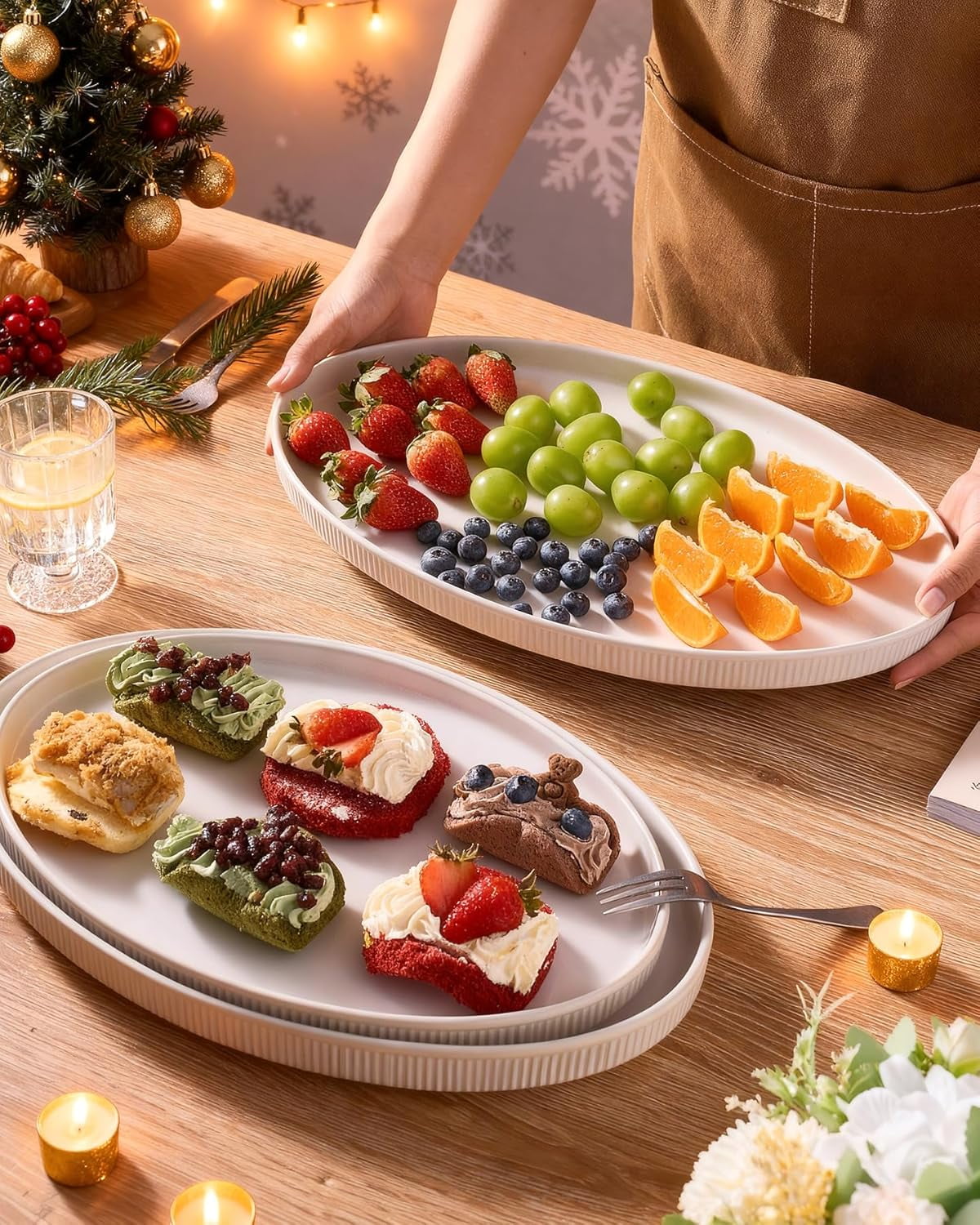 Serving Platter, 16/14.6/12.9 Inch Serving Dishes for Entertaining ...