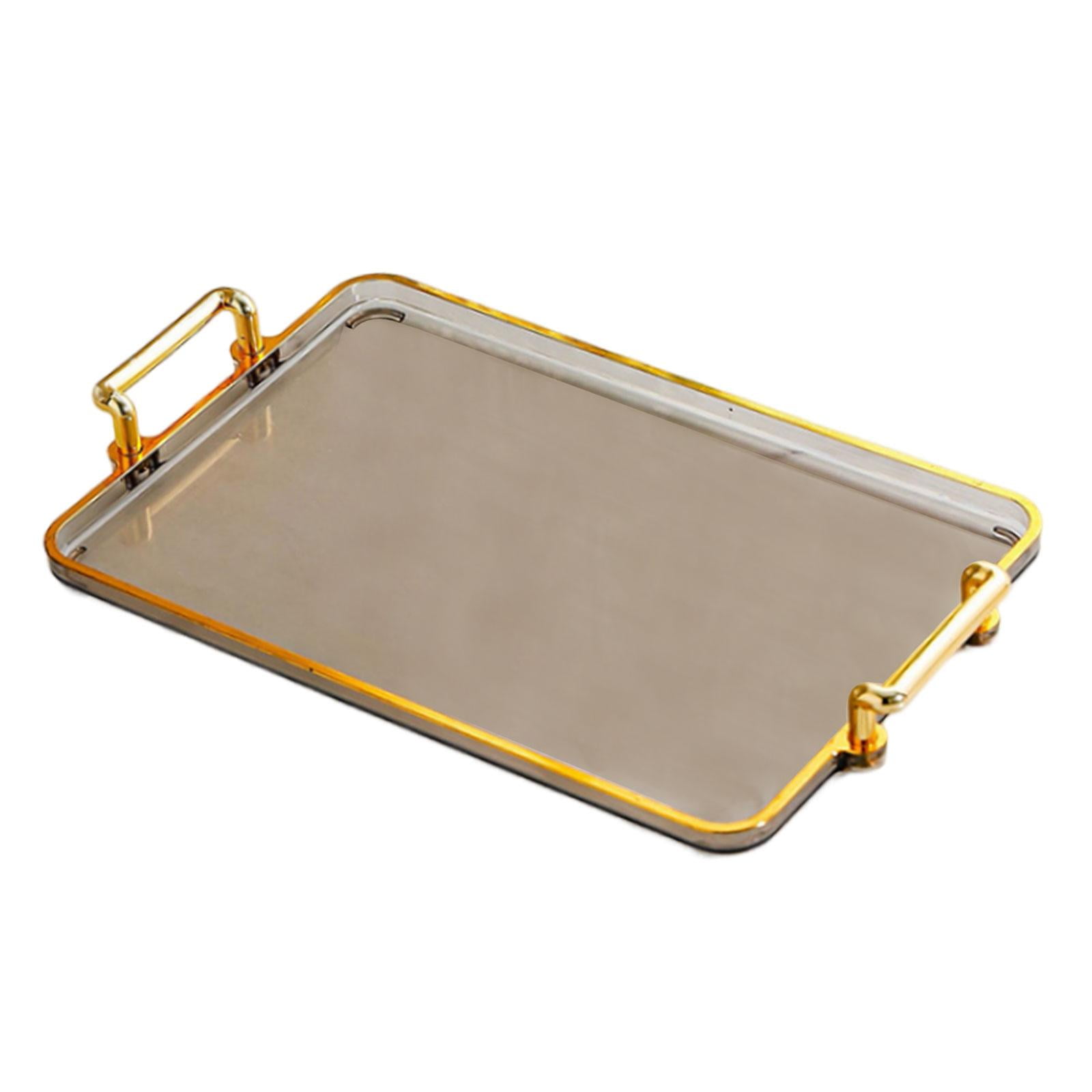 Serving Platter Serving Tray with Gold Handles Eating Tray Lightweight ...