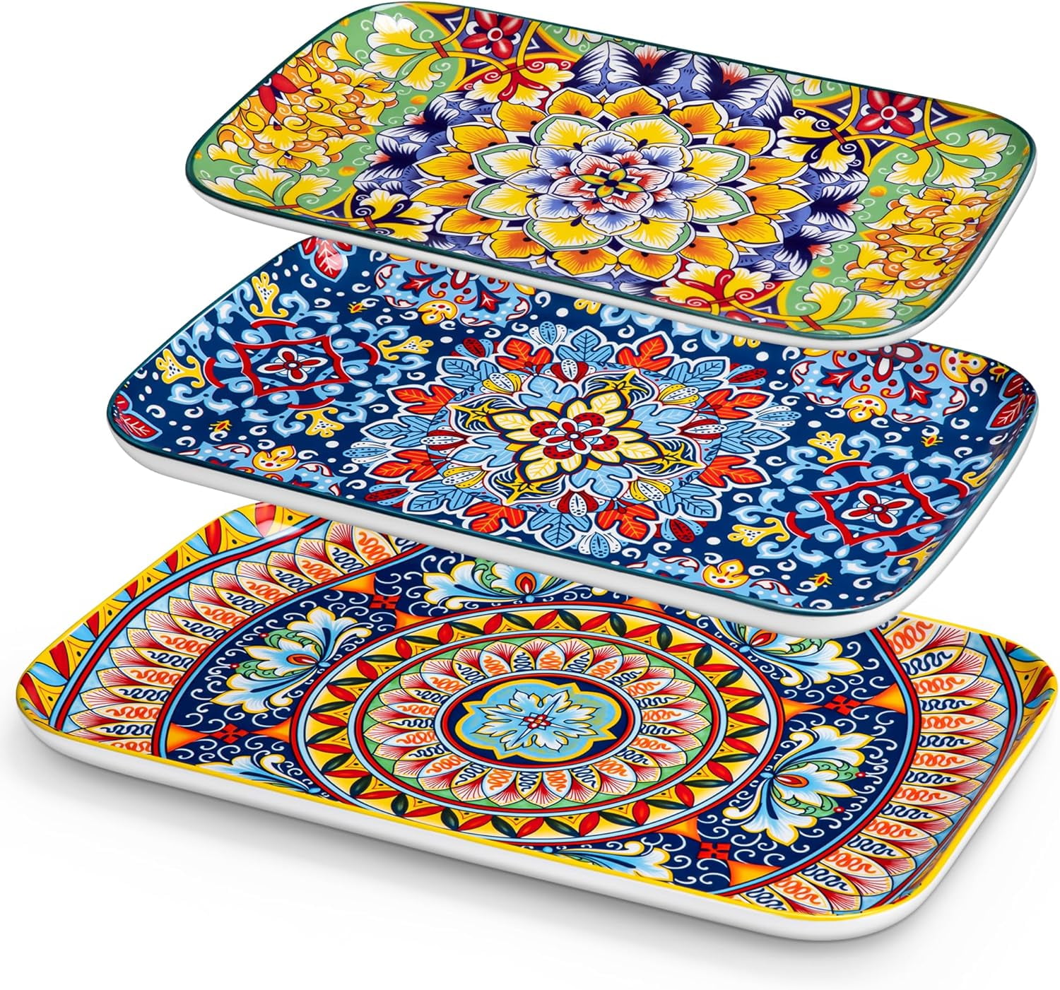 Serving Platters Set of 3, 16"/14"/12" Inch Rectangular Trays - Extra ...