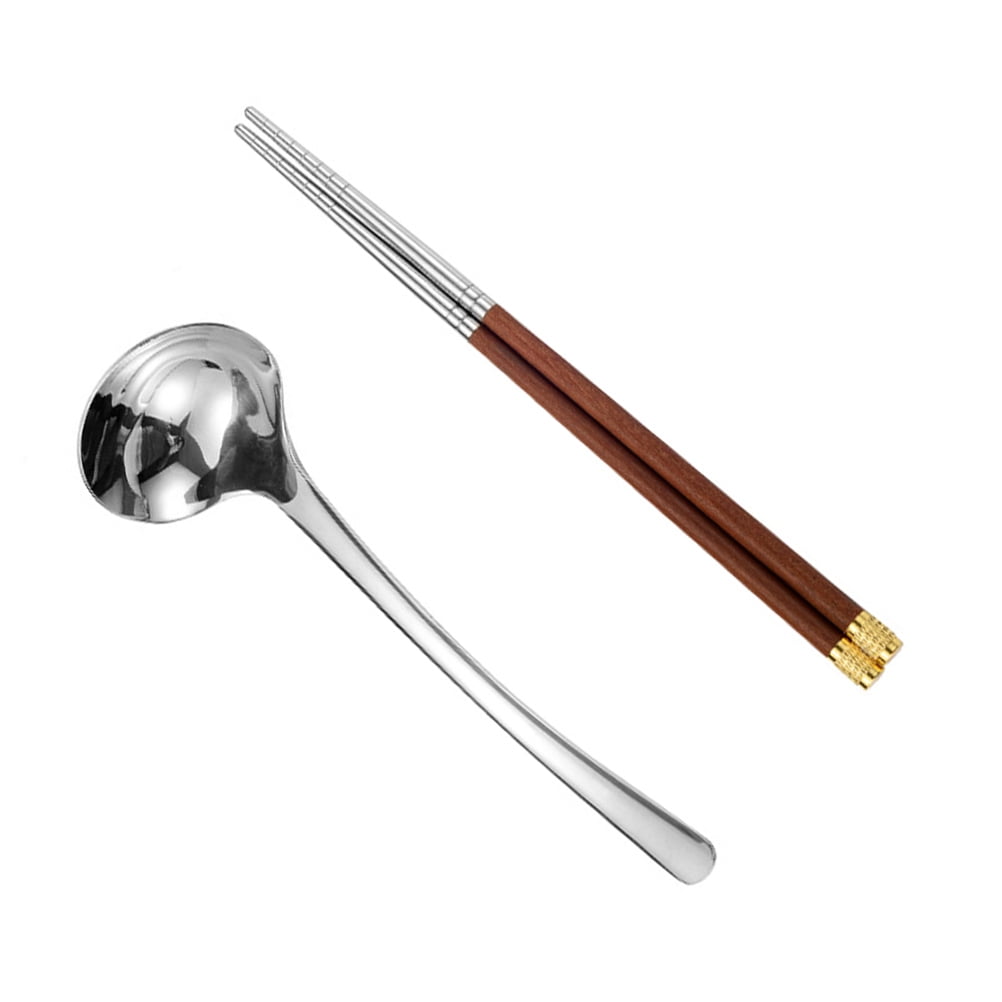 Serving Spoon and Chopsticks Set Flatware Noodle Portable Stainless ...