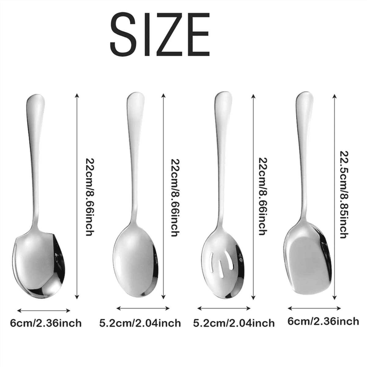 Serving Spoons Large,4Pcs Stainless Steel Buffet Serving Spoon Long ...