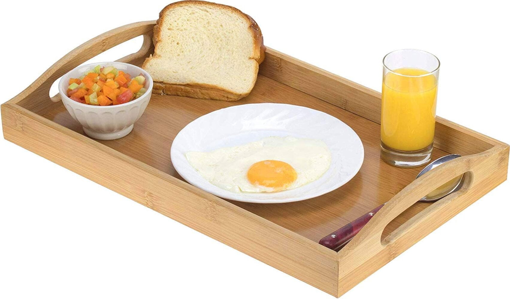 Home-It Large Bamboo Serving Tray with Handles - Ideal for Dinner, Tea ...